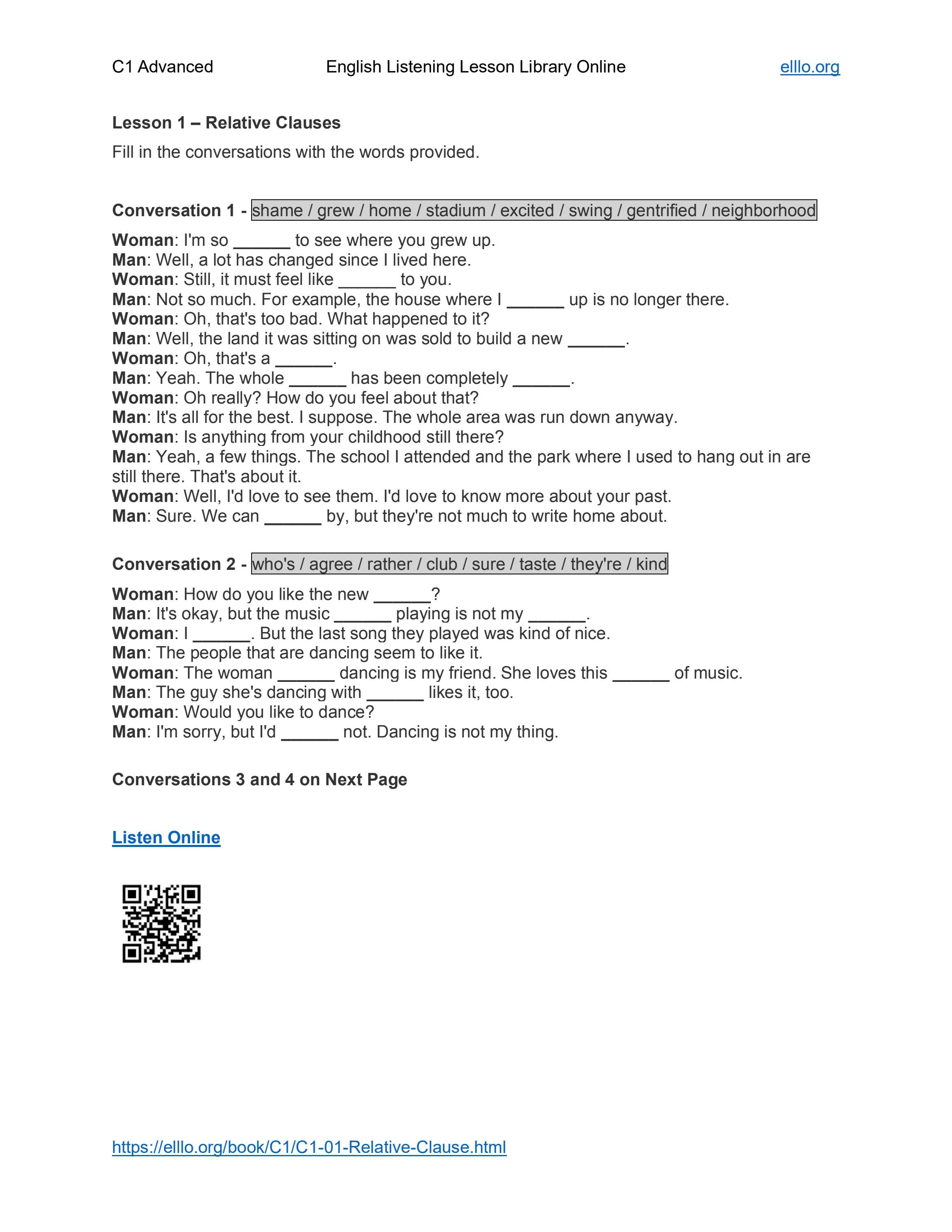C1 - Advanced English Conversations - Sound Grammar on ELLLO by English ...
