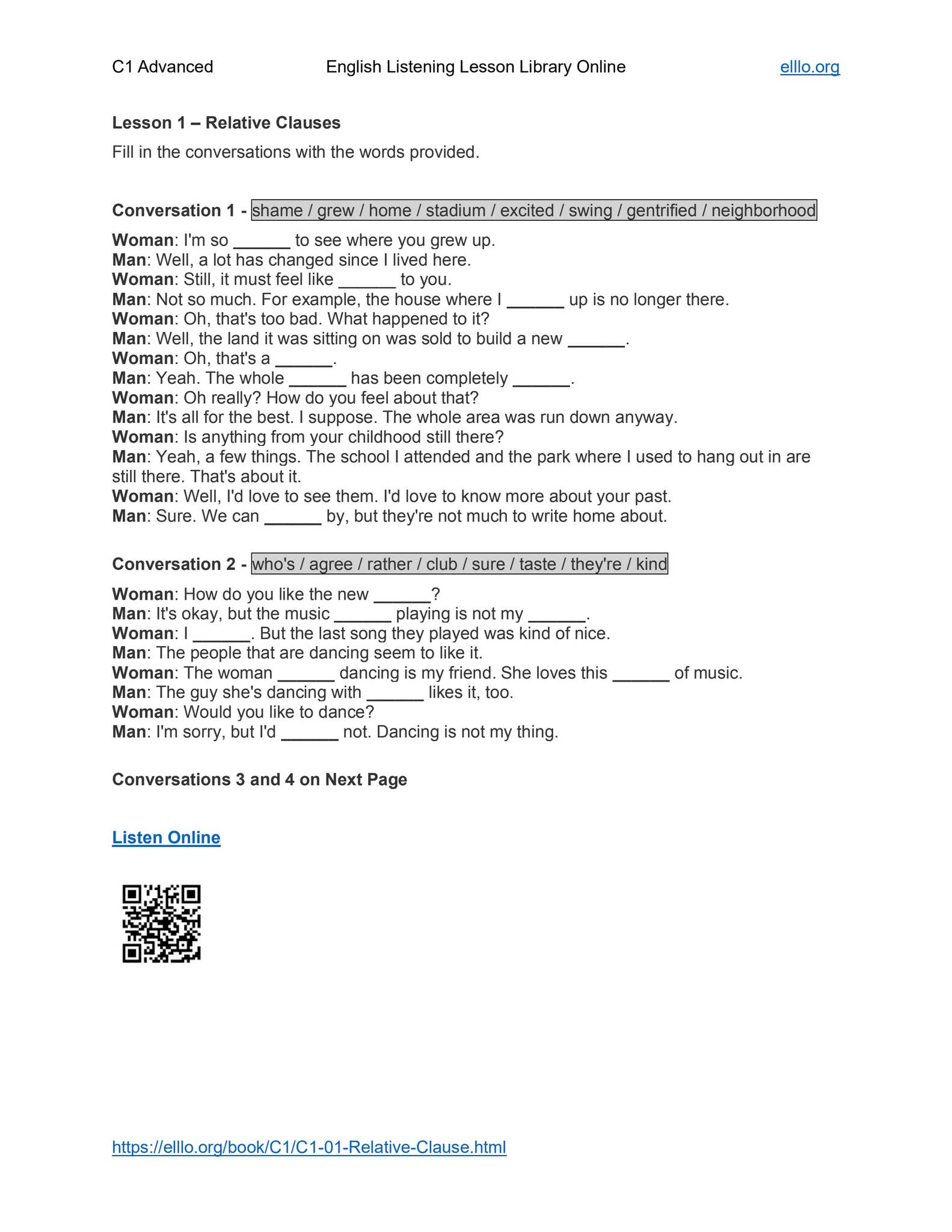 C1 - Advanced English Conversations - Sound Grammar on ELLLO by English ...