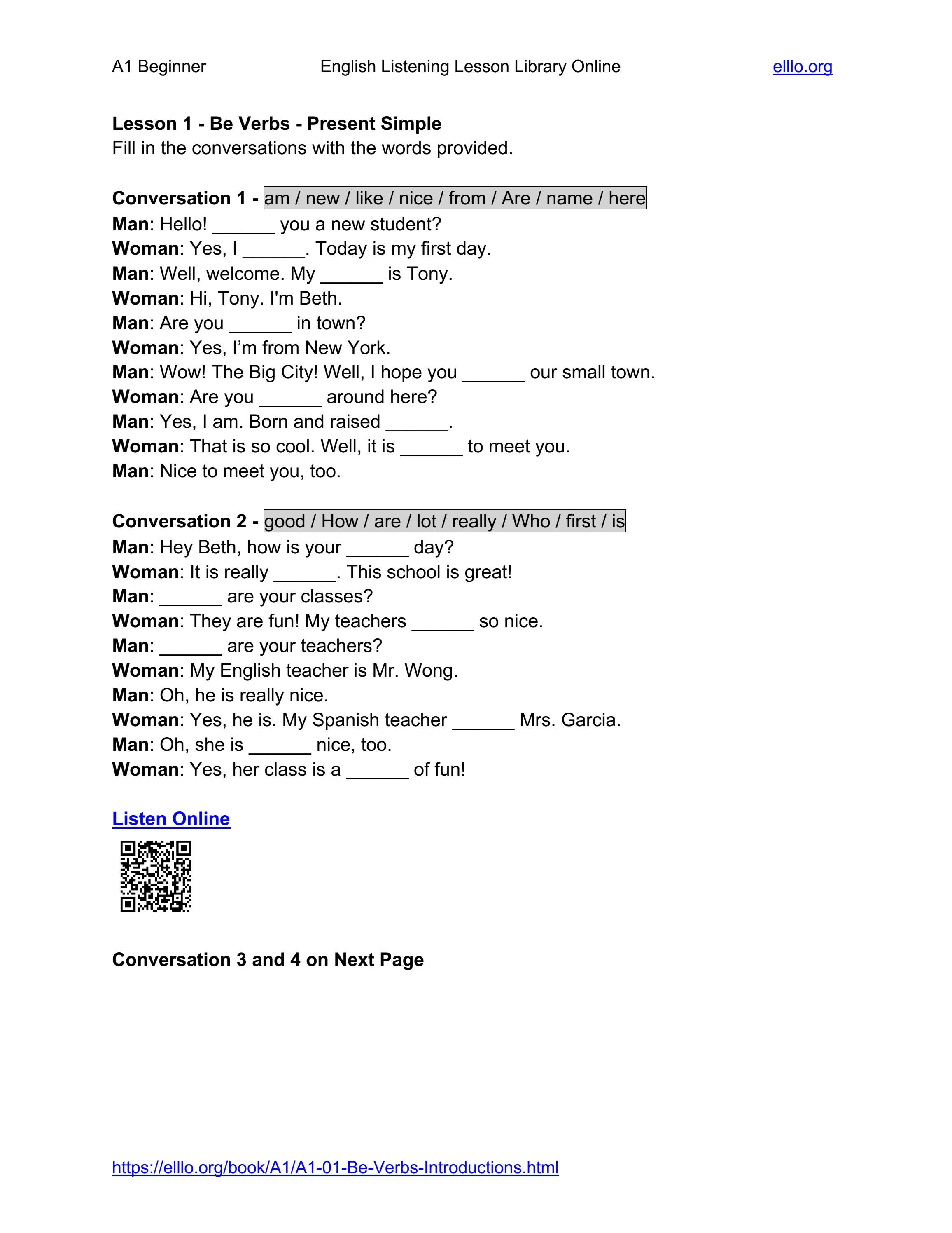 A1 - Beginner English Conversations - Sound Grammar by ELLLO by English ...