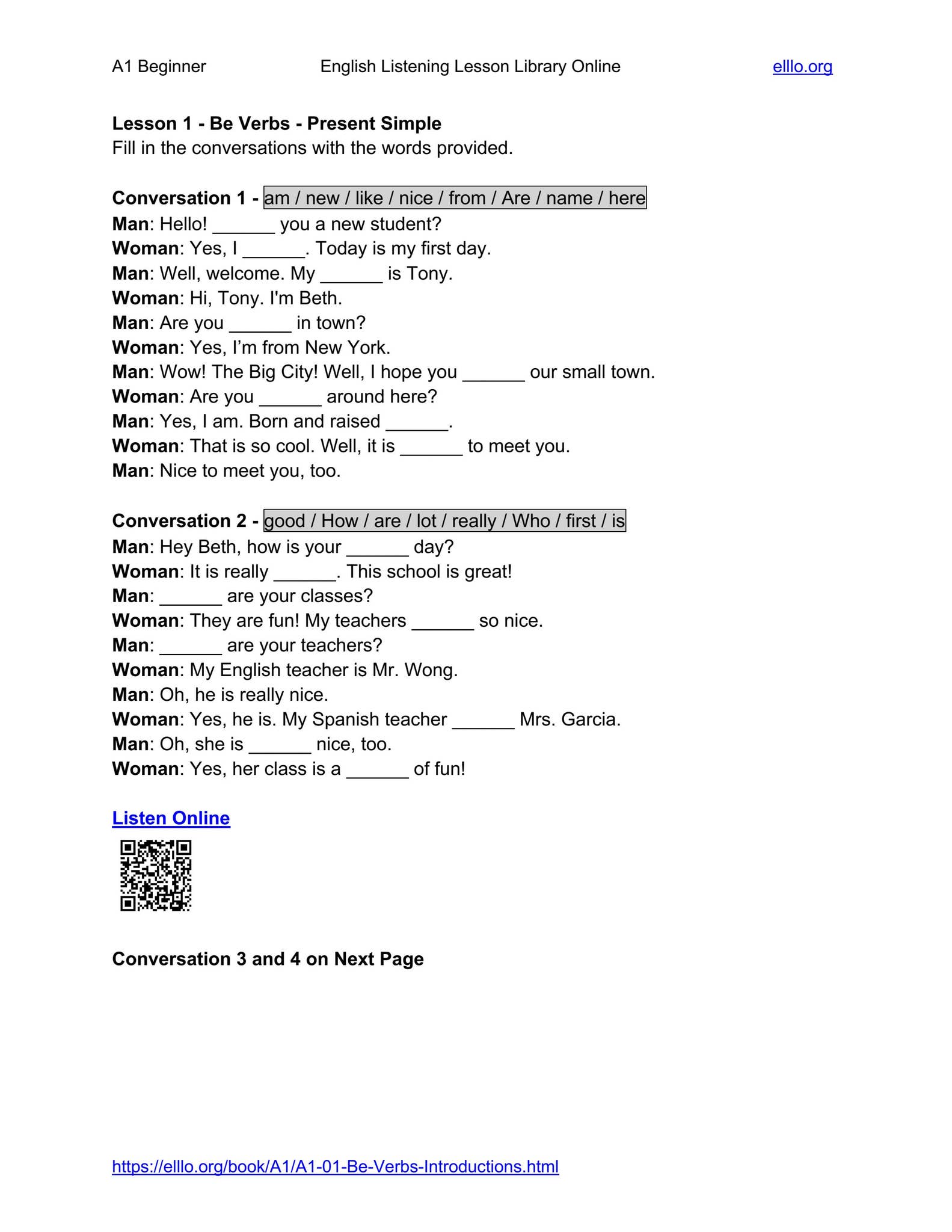 A1 - Beginner English Conversations - Sound Grammar by ELLLO by English ...