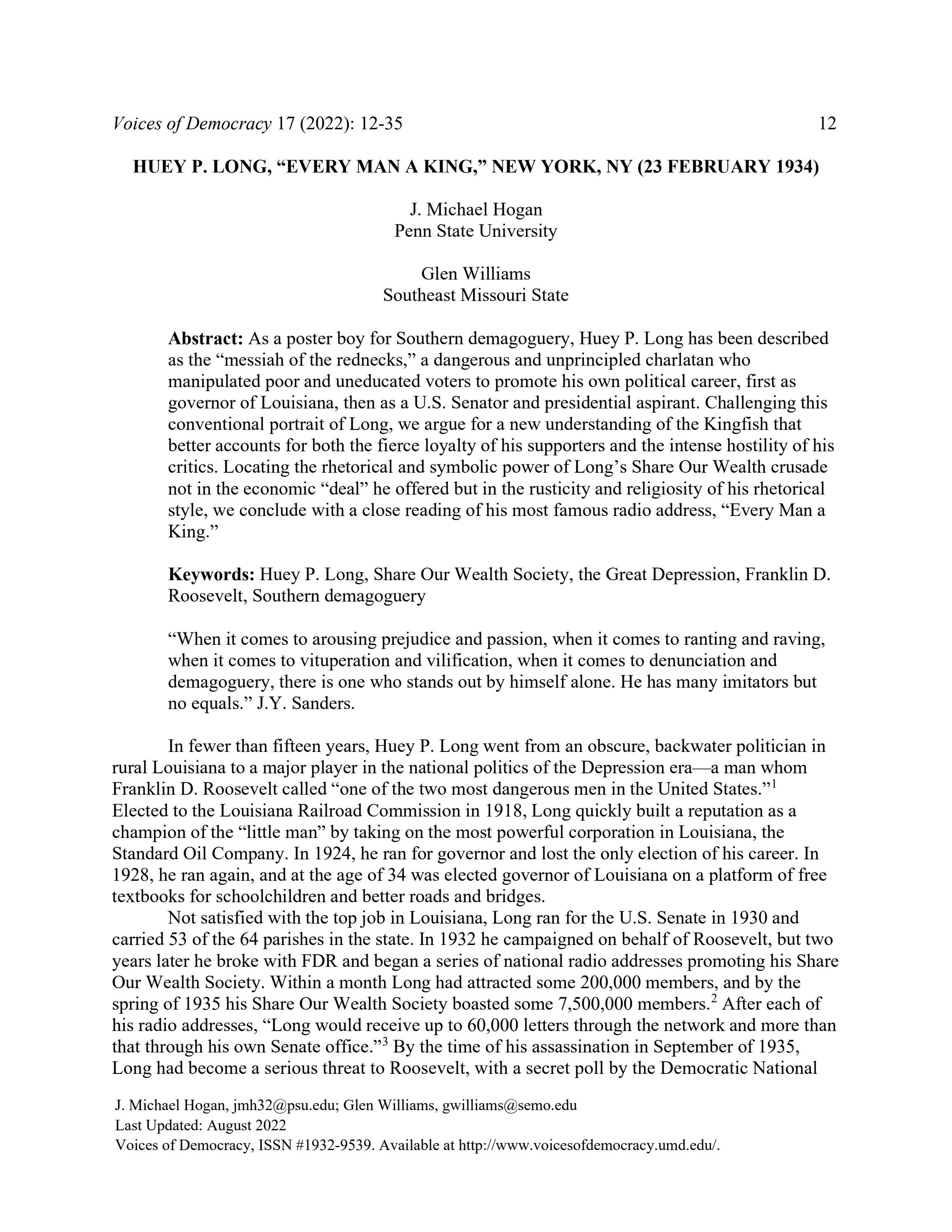 Huey P. Long, "Every Man A King" by demandside - Issuu