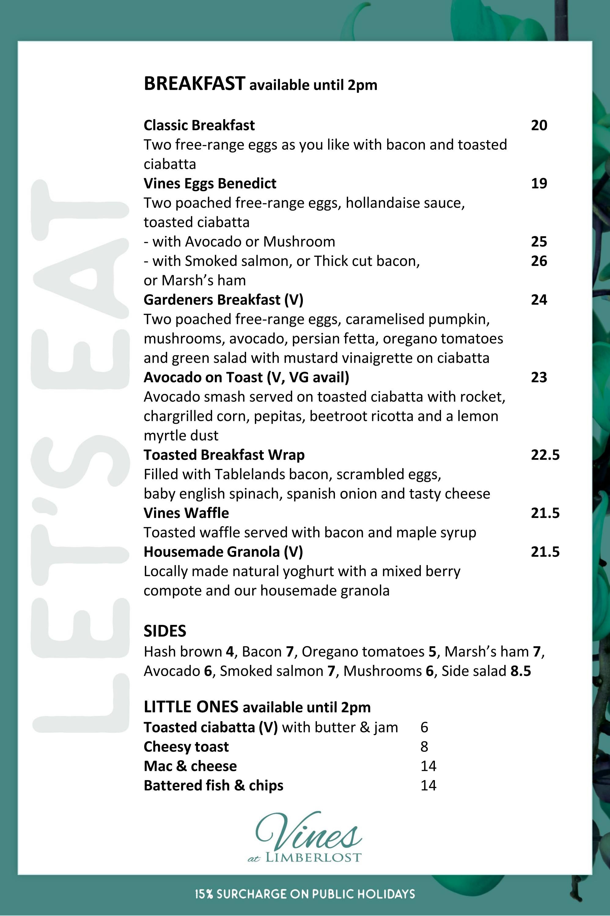Vines Cafe Food Menu by Gro Australia - Issuu