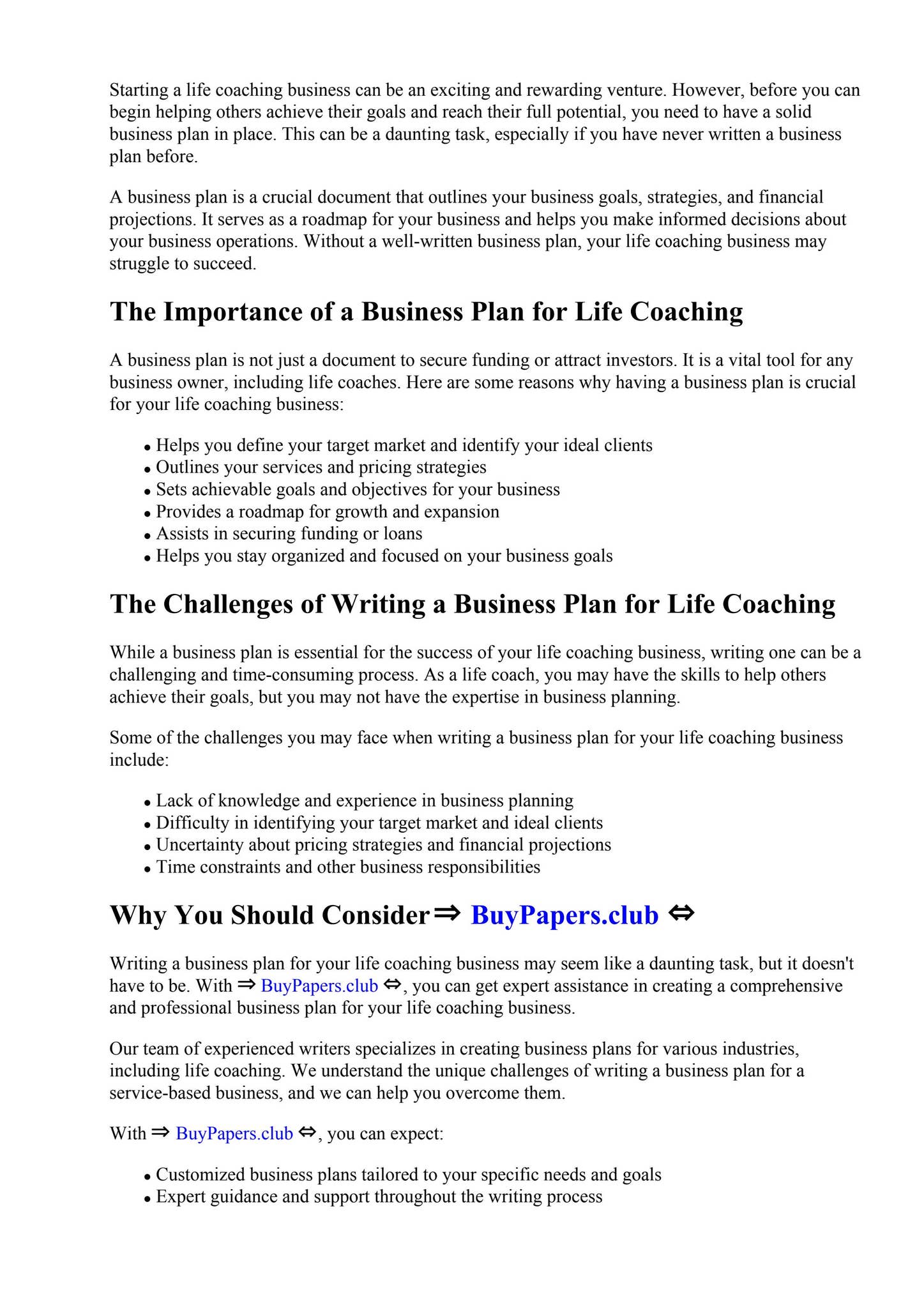 Sample Business Plan For Life Coaching by Tamara - Issuu