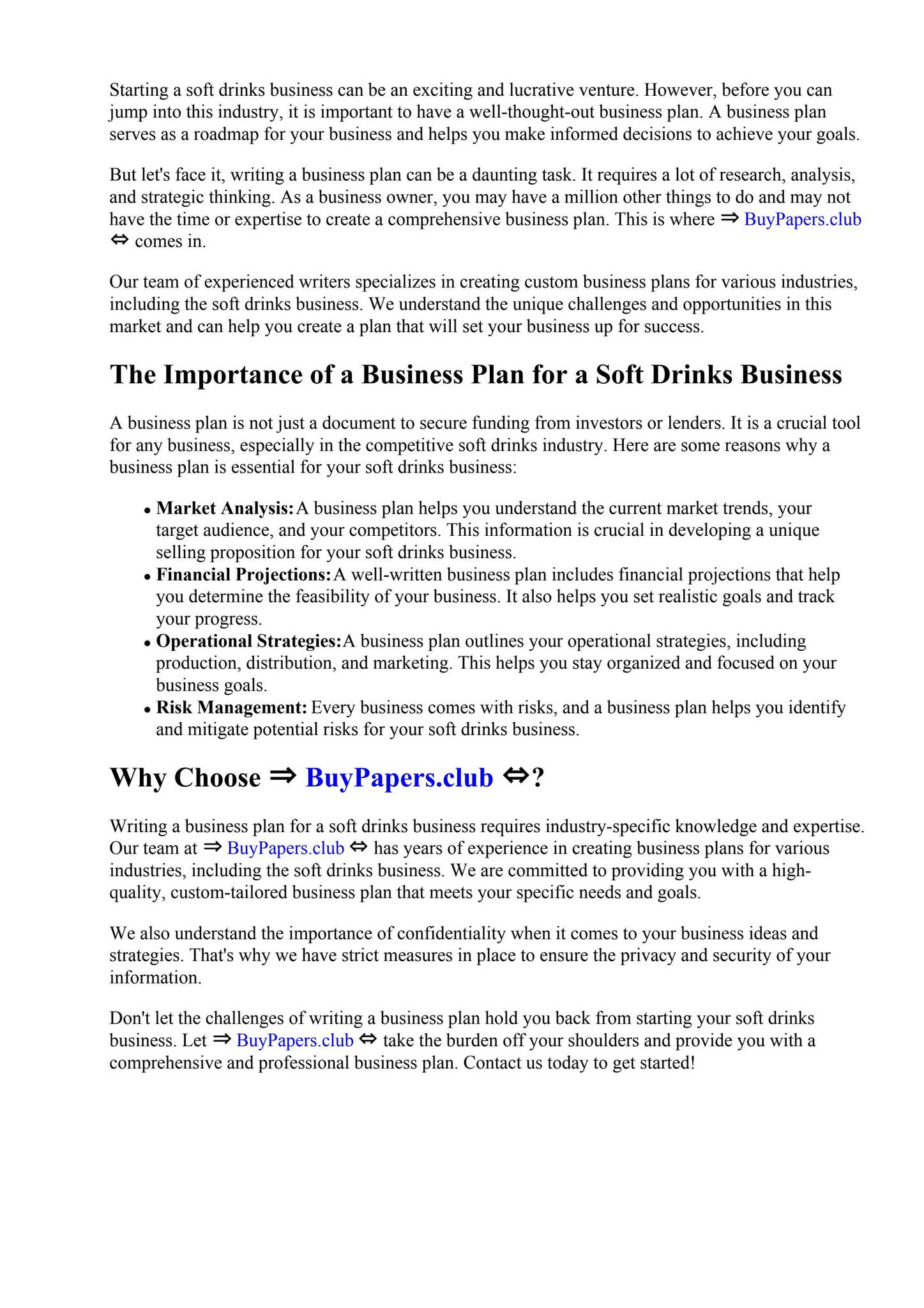 Soft Drinks Business Plan by Michelle - Issuu