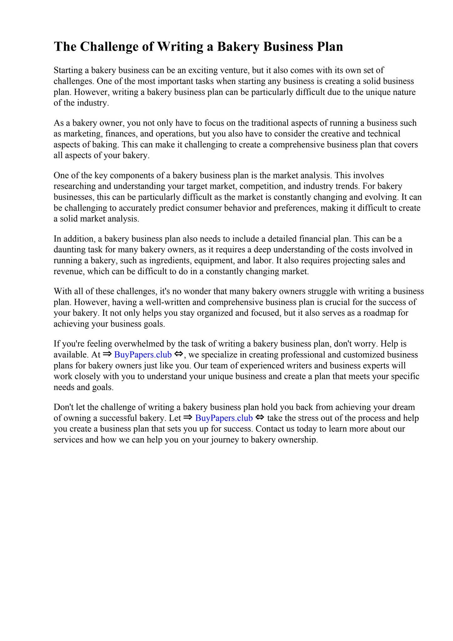 Bakery Business Plan Sample by Sherry - Issuu