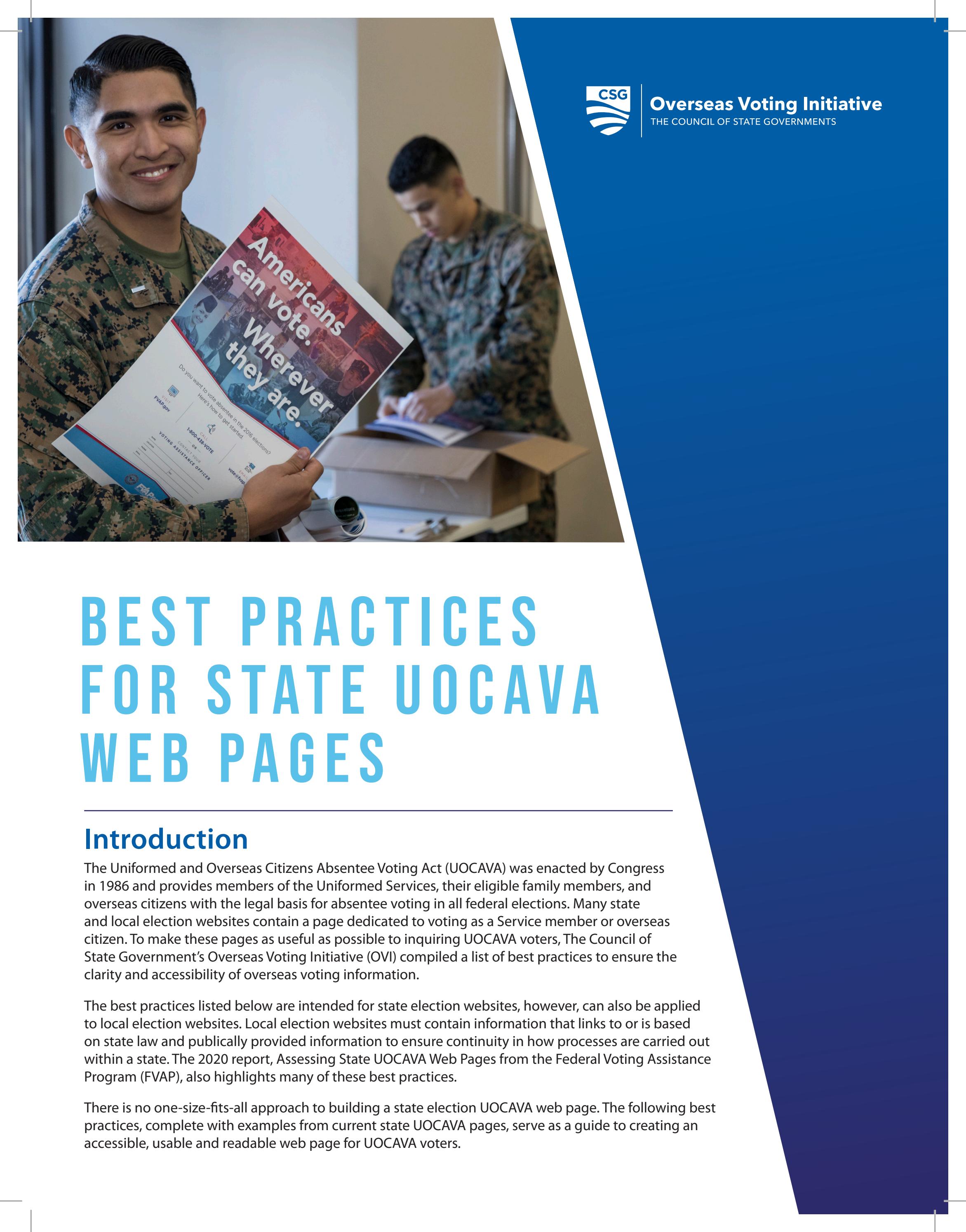 Best Practices for State UOCAVA Web Pages by The Council of State ...