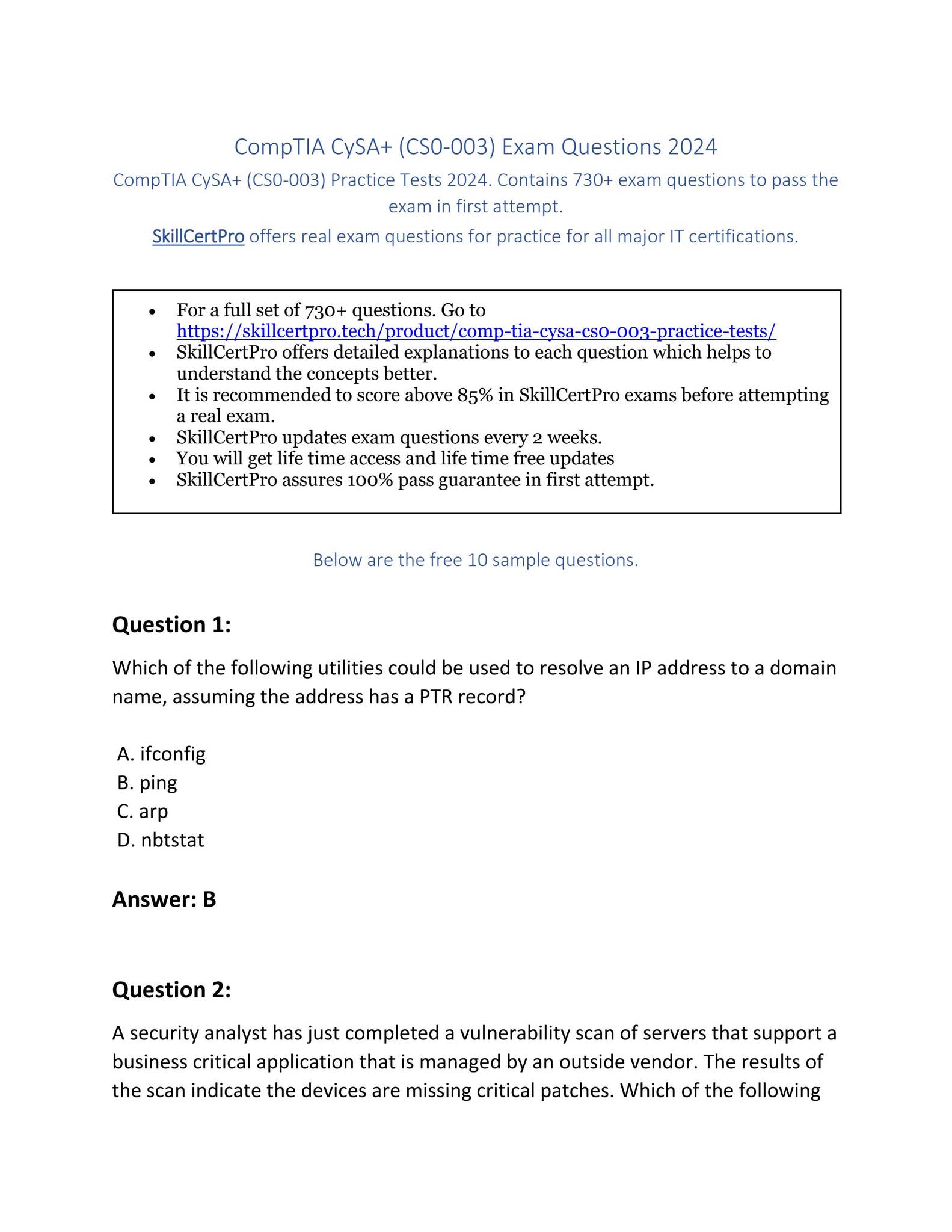 CompTIA CySA+ (CS0-003) Exam Questions 2024 by issuuc5 - Issuu