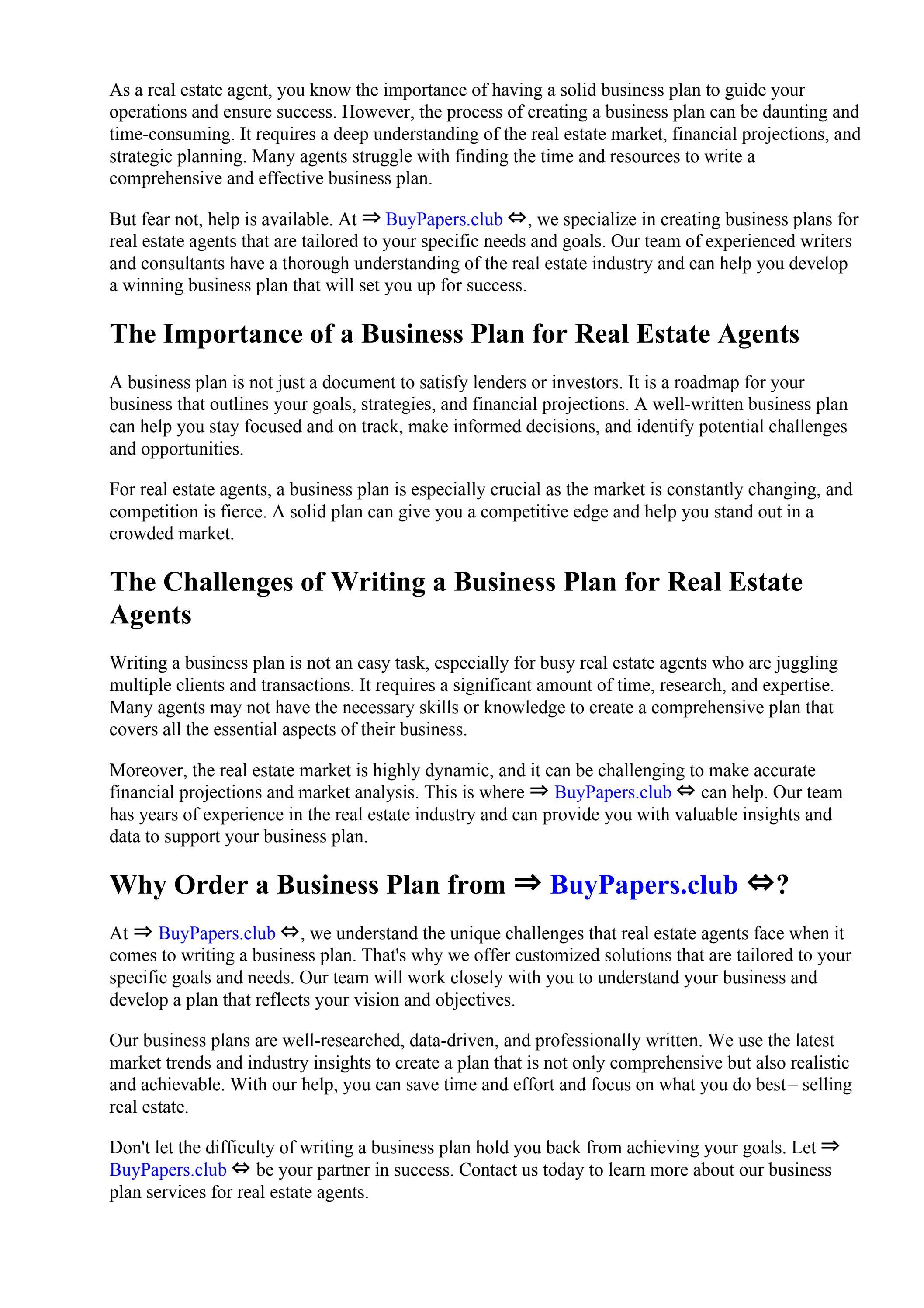 Business Plan Templates For Real Estate Agents by Brandi - Issuu