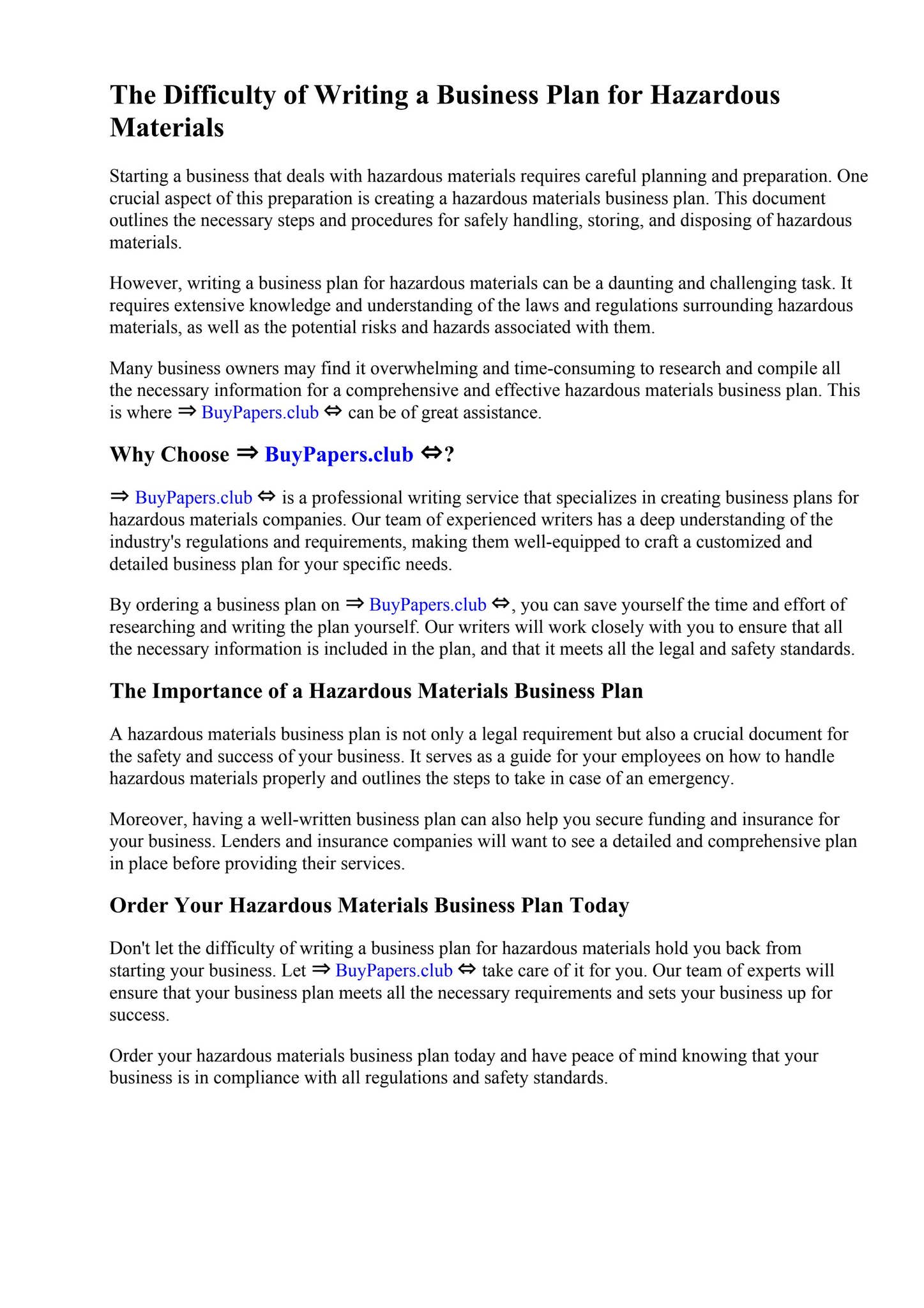 Hazardous Materials Business Plan Template by Nicole - Issuu