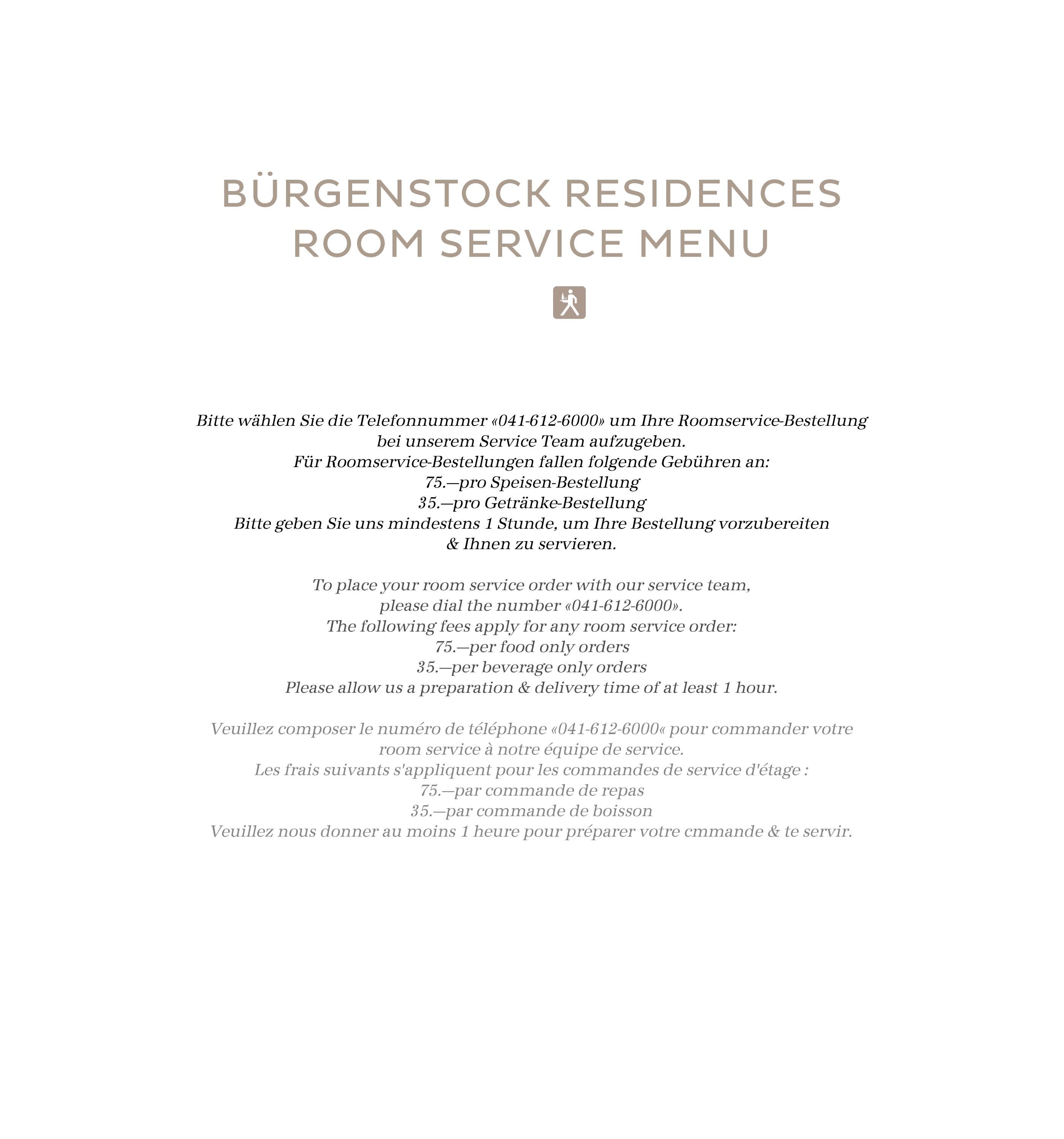 Room Service Menu - Residences by The Bürgenstock Selection - Issuu