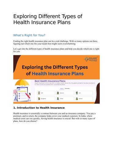 Exploring Different Types of Health Insurance Plans by Square Insurance ...