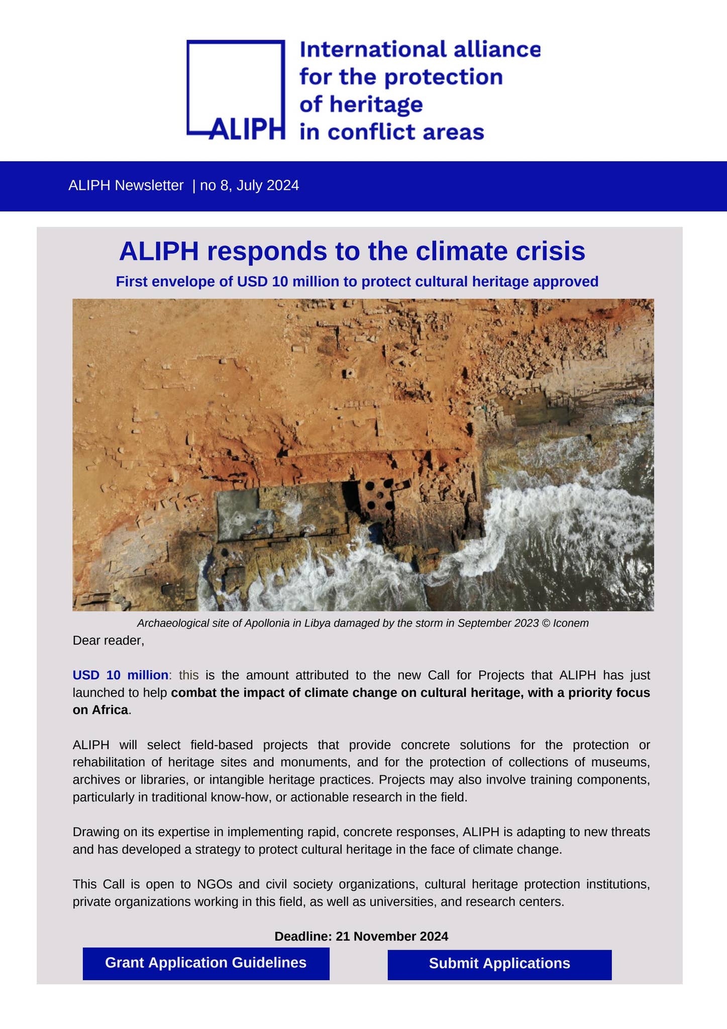 ALIPH Newsletter #8 | ALIPH responds to the climate crisis by ALIPH ...