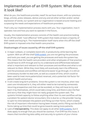 Implementation of an EHR system: What does it look like? by blueBriX ...
