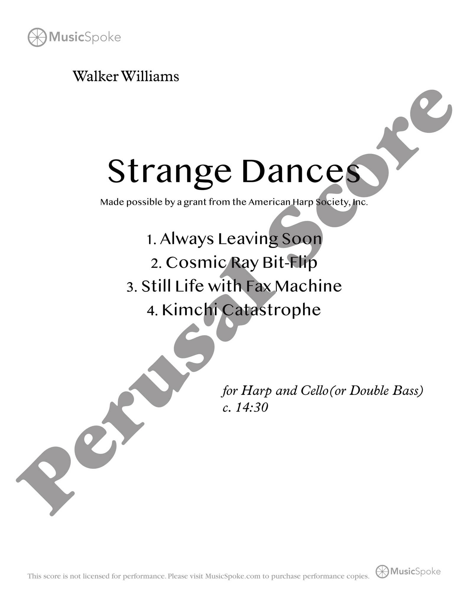 Strange Dances | Cello and Harp | Walker Williams | MusicSpoke by ...