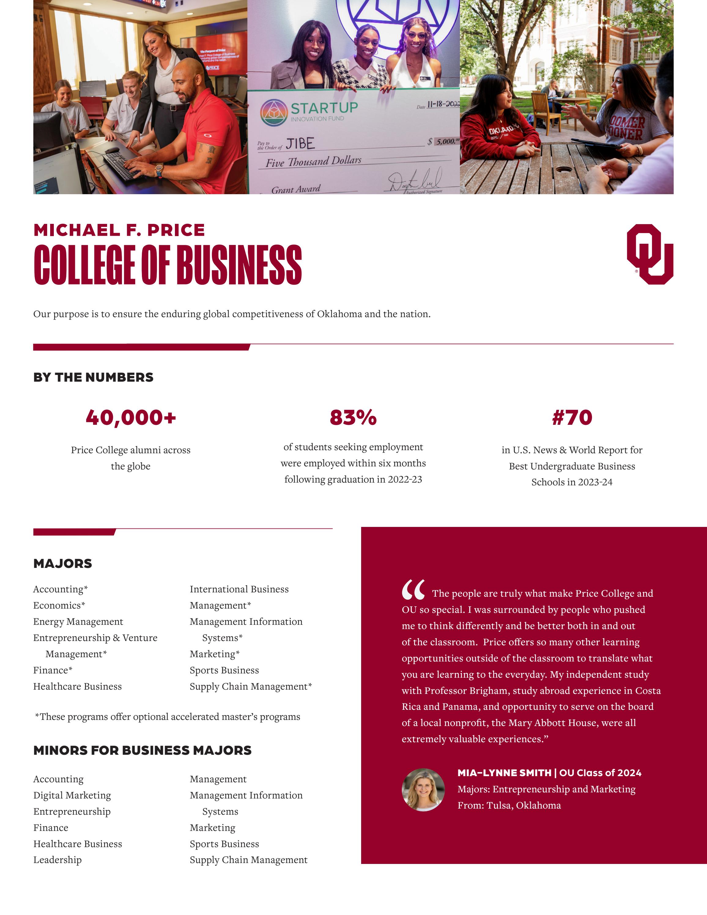 OU Michael F. Price College of Business - Top Five by The University of ...