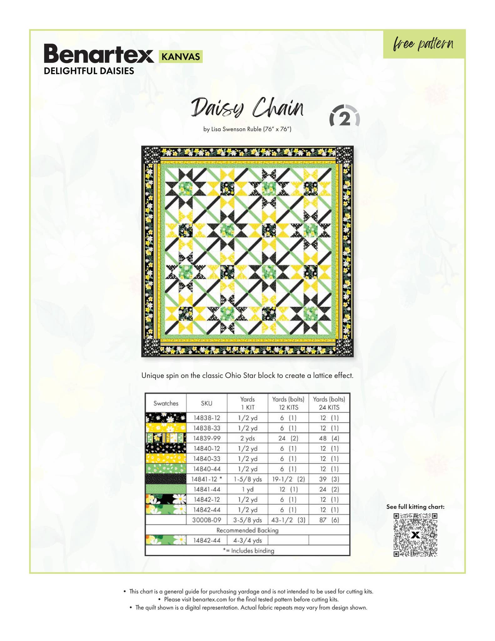 Benartex - Daisy Chain Free Pattern by EE Schenck Company - Issuu