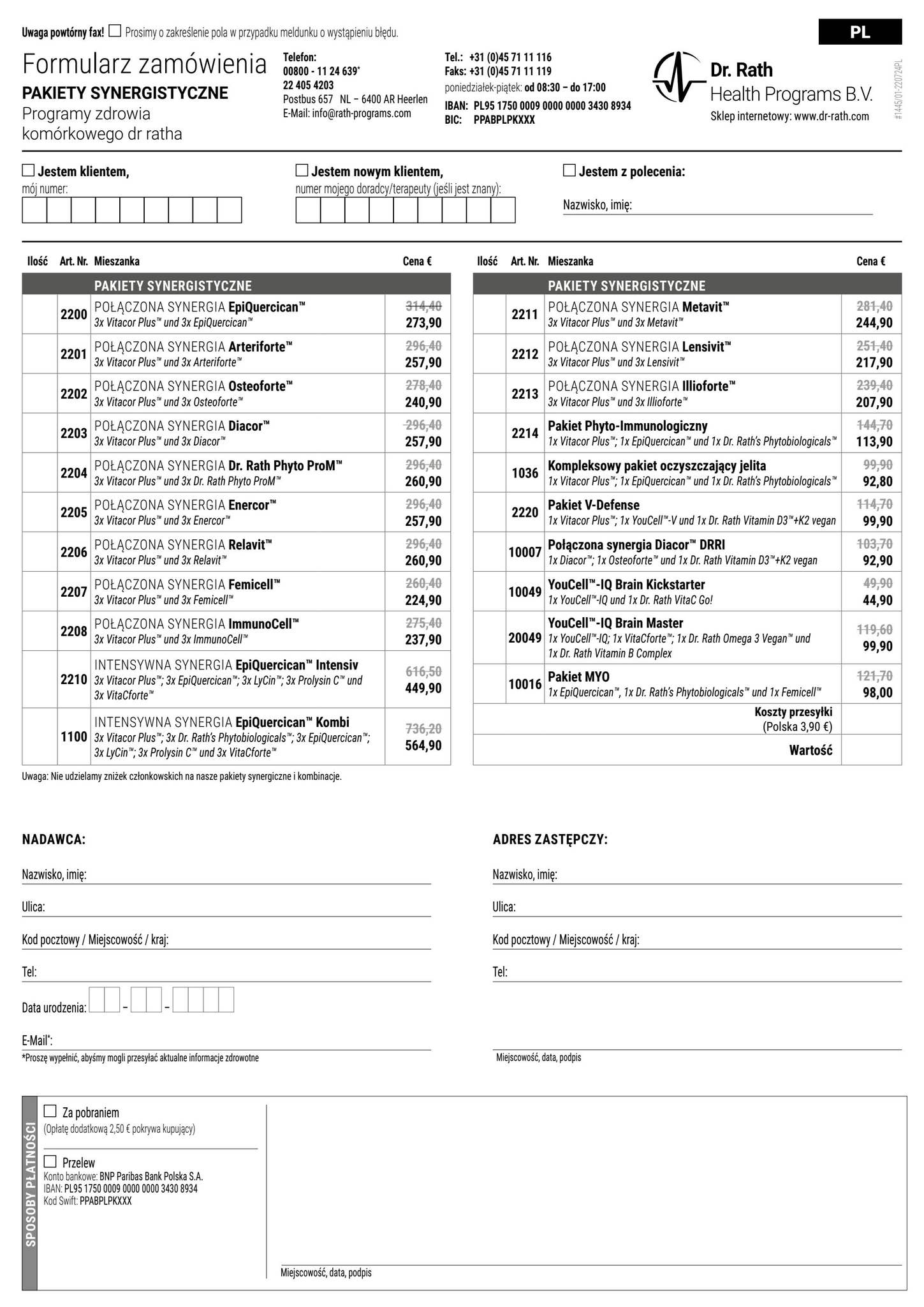 Orderform Dr. Rath Health Programs - Combinations – PL by Dr. Rath ...