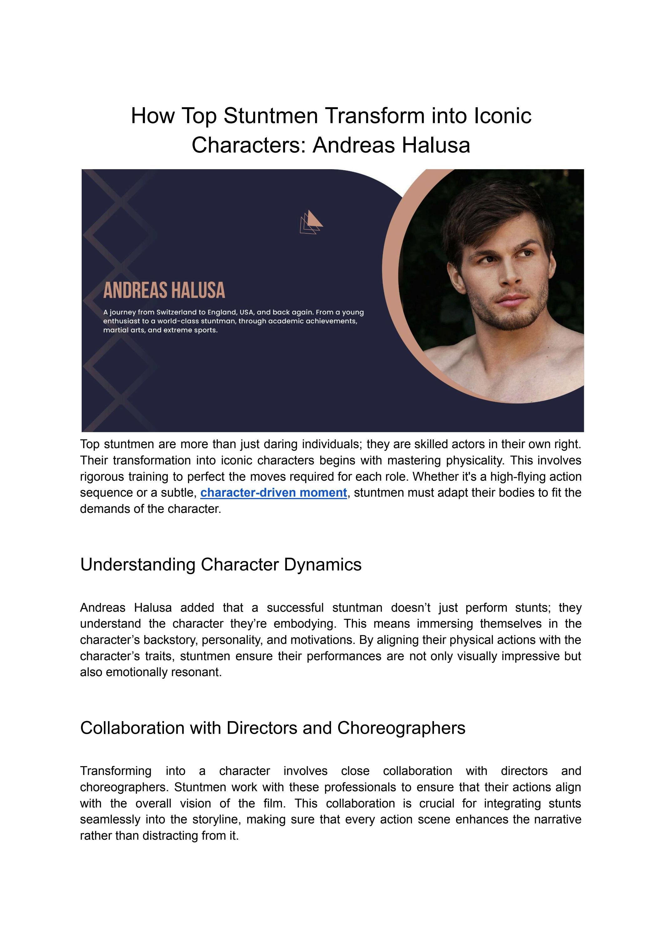 How Top Stuntmen Transform into Iconic Characters: Andreas Halusa by Andreas Halusa - Issuu