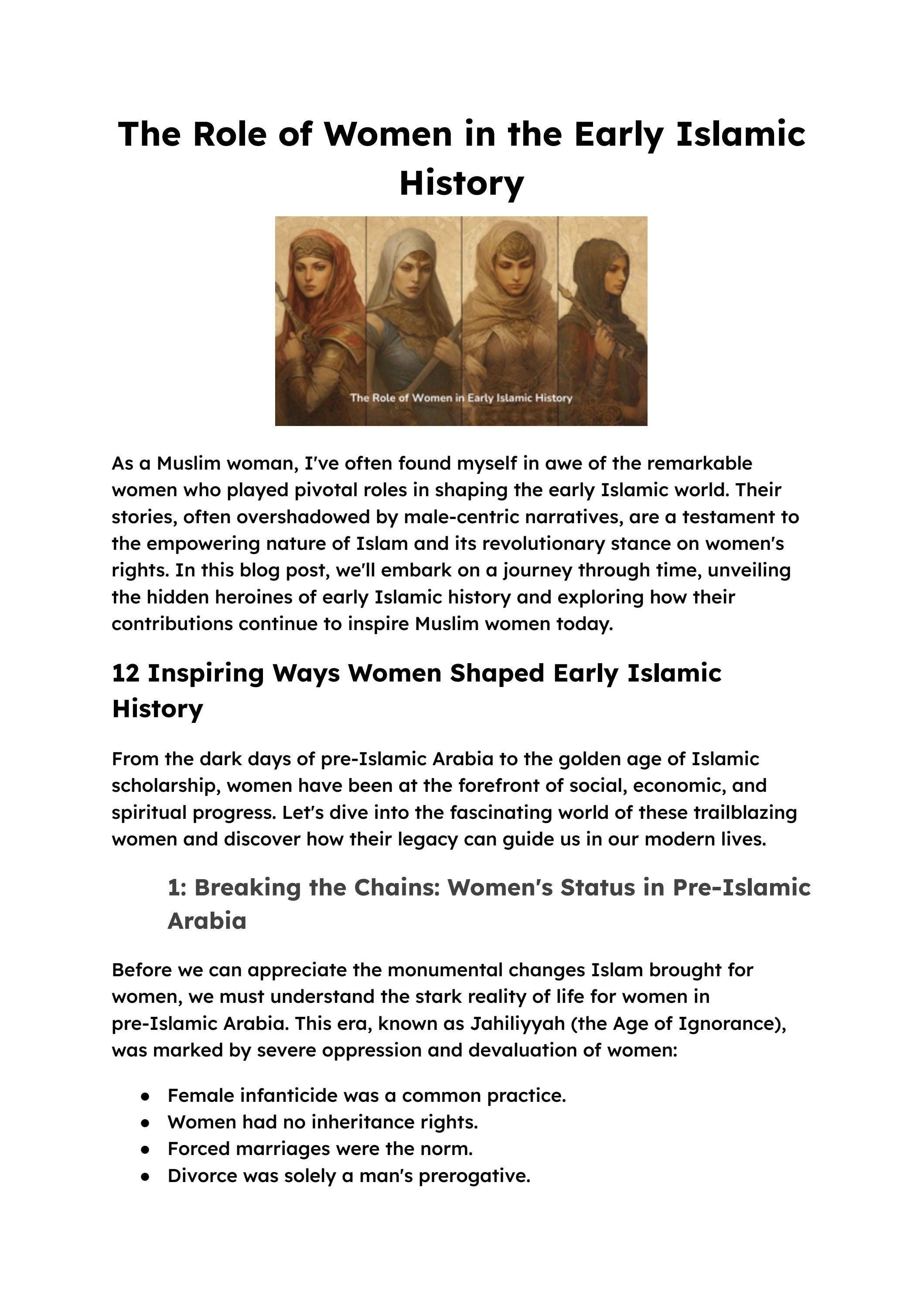 The Role of Woman in Islamic History by surahalmulk - Issuu