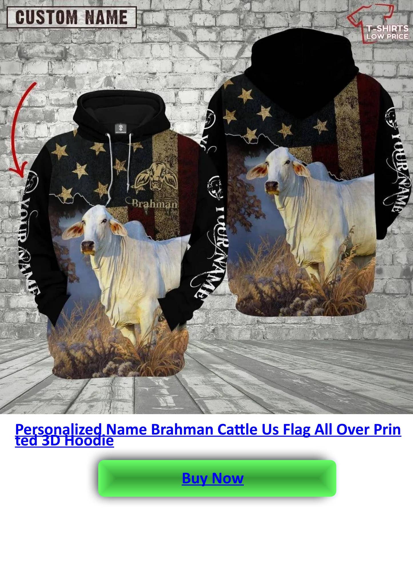 Personalized Name Brahman Cattle Us Flag All Over Printed 3D Hoodie by ...