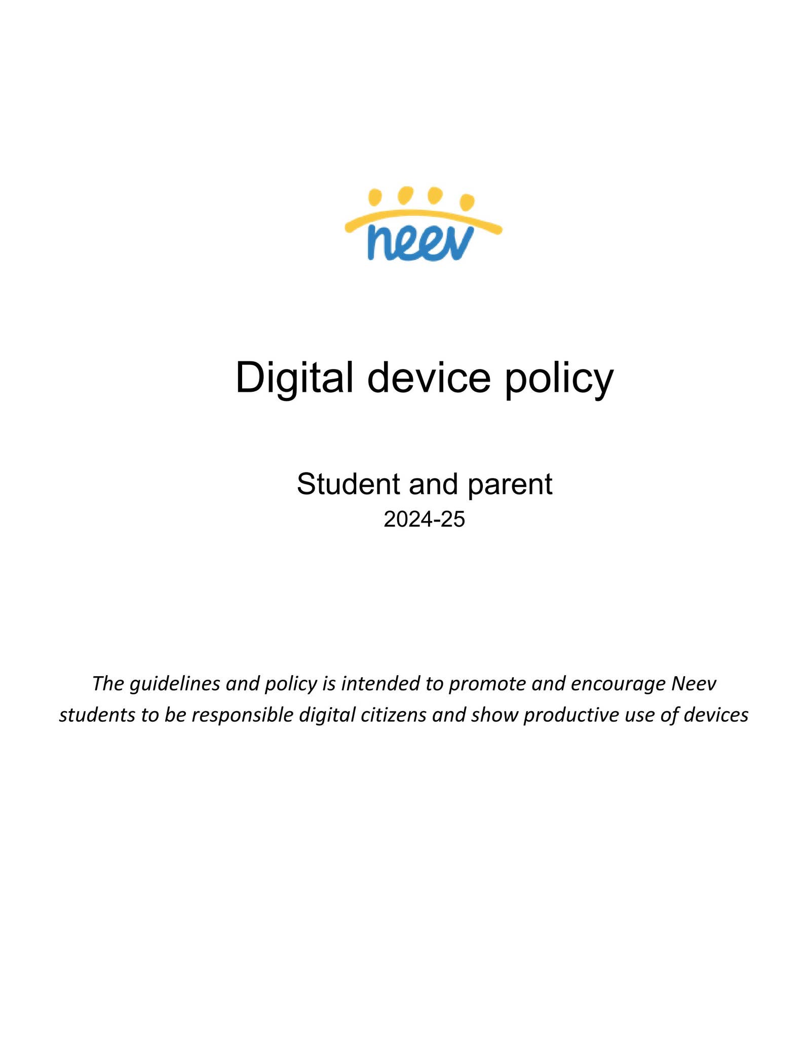 Digital Device Policy by Neev Schools - Issuu