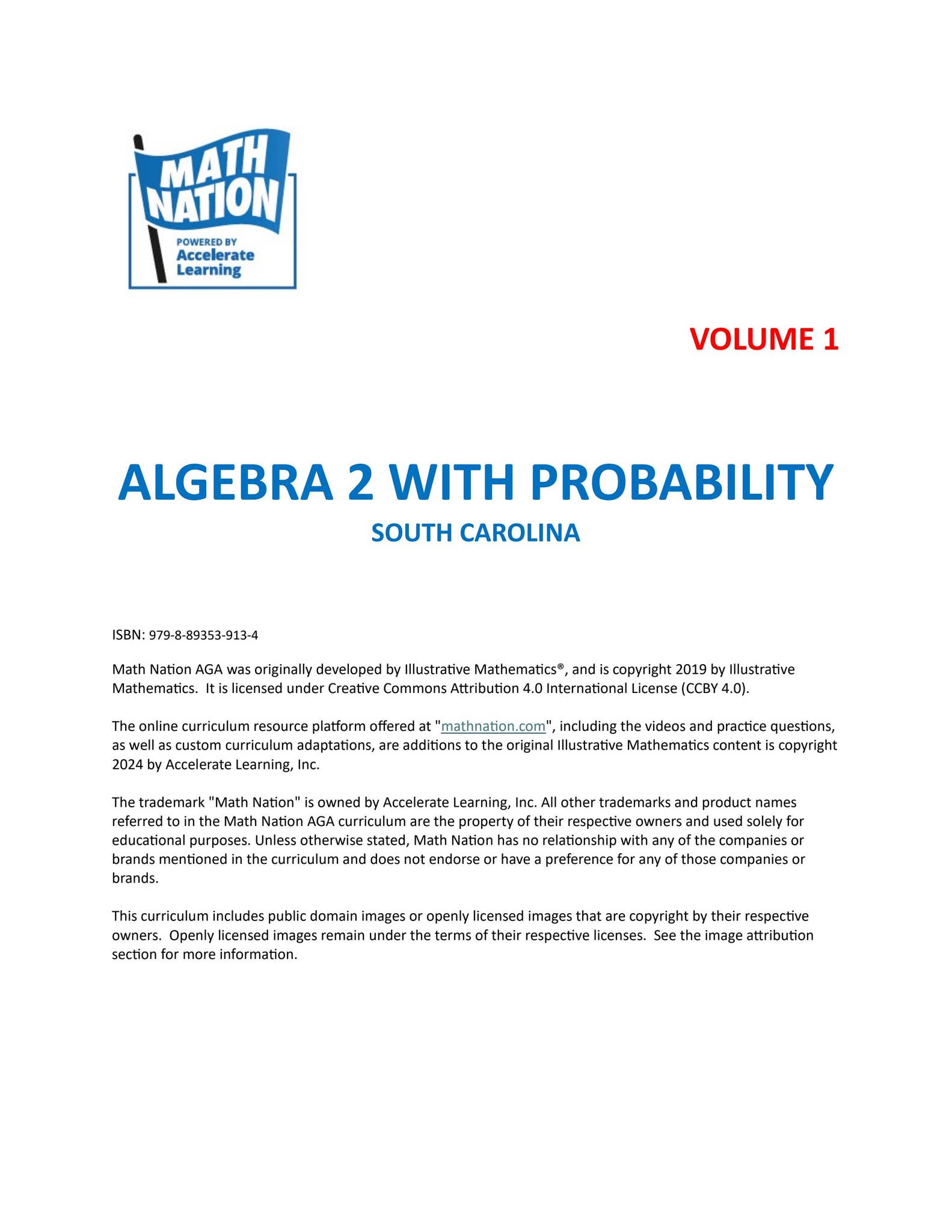 SC Algebra 2 with Probability (Volume 1) by acceleratelearning - Issuu
