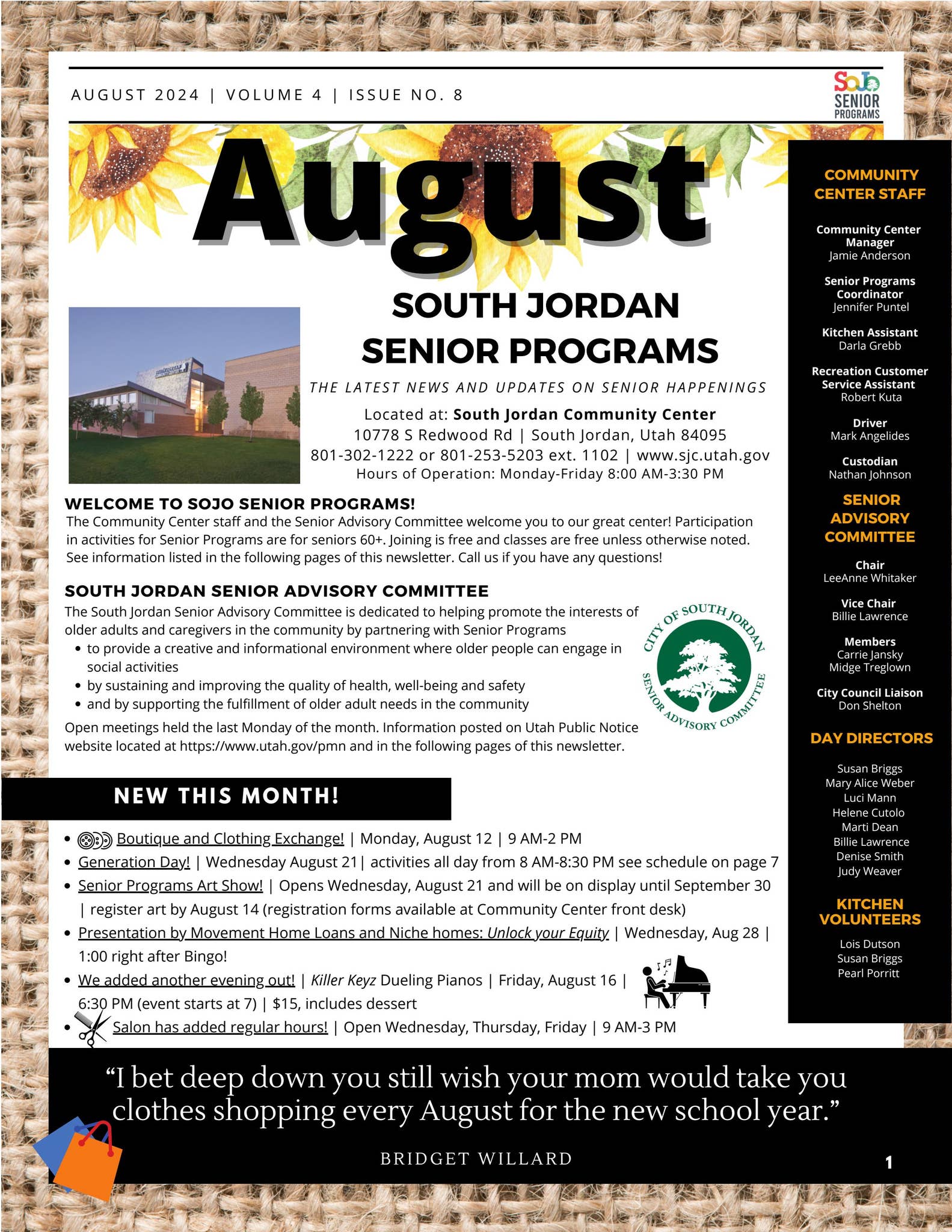 Senior Programs Newsletter - August 2024 by South Jordan City - Issuu