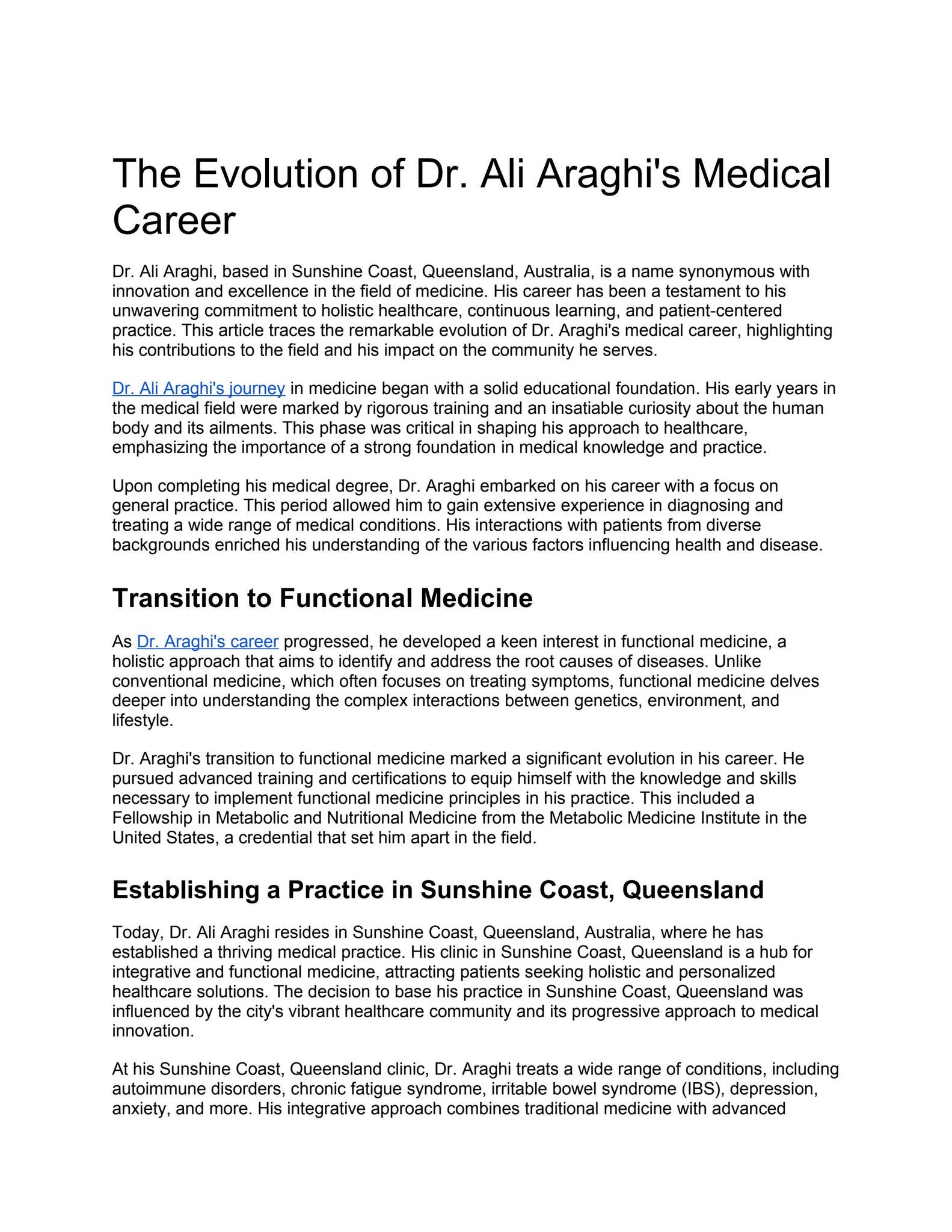 The Evolution of Dr. Ali Eghtesadi Araghi's Medical Career by Dr Ali ...