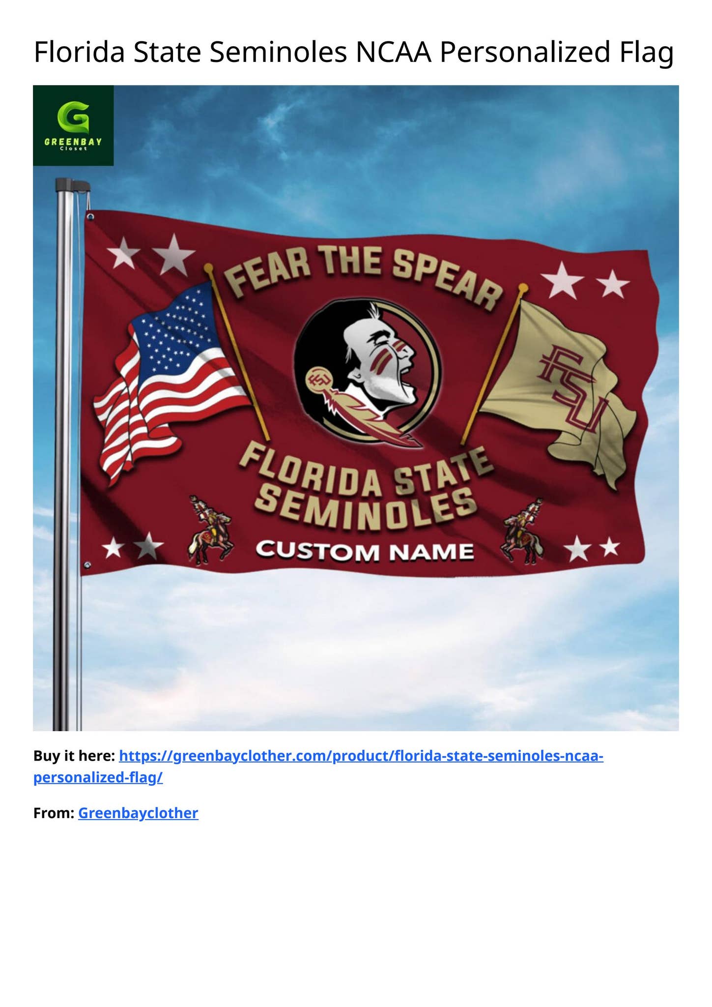 Florida State Seminoles NCAA Personalized Flag by Tonytees Store - Issuu
