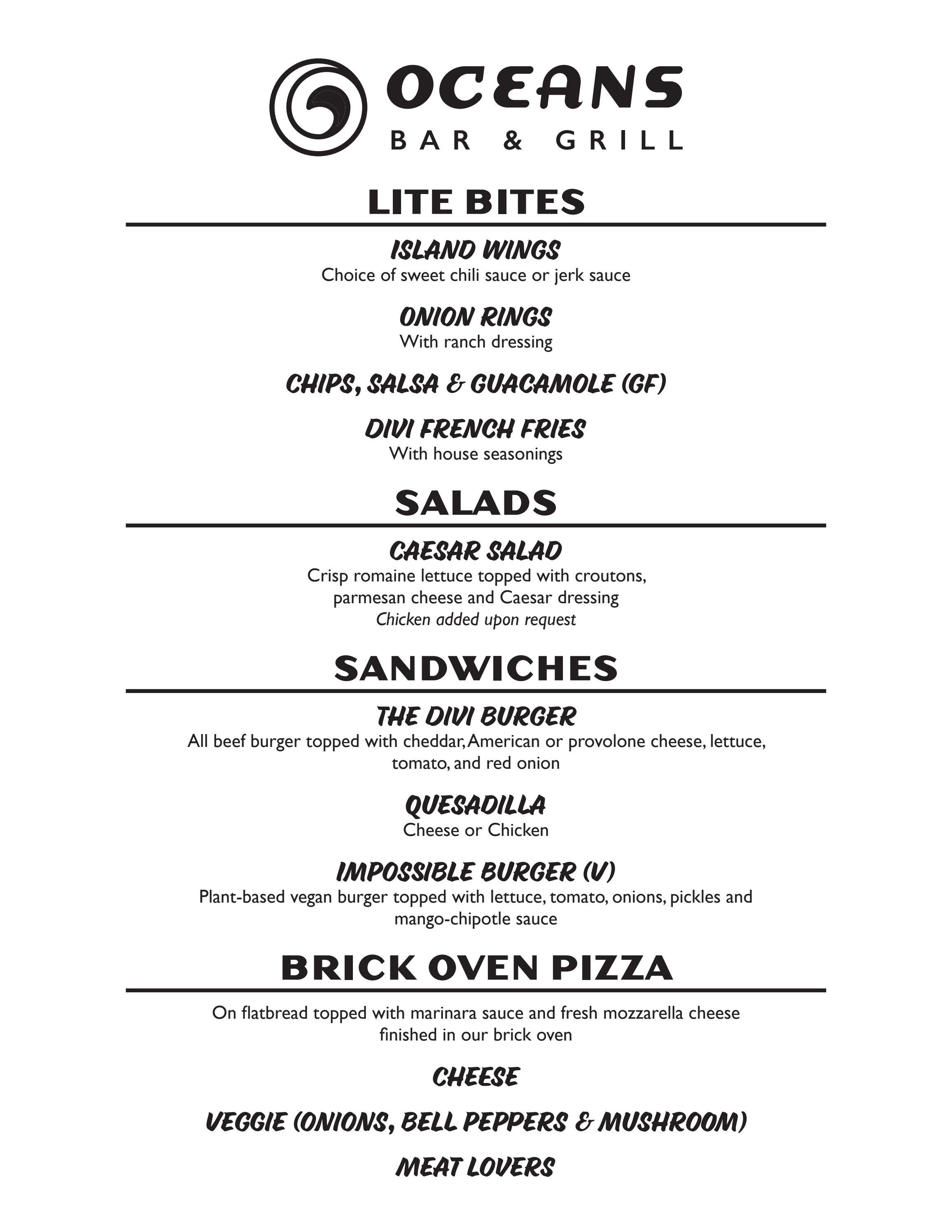 Oceans Bar & Grill Menu by Divi Resorts - Issuu