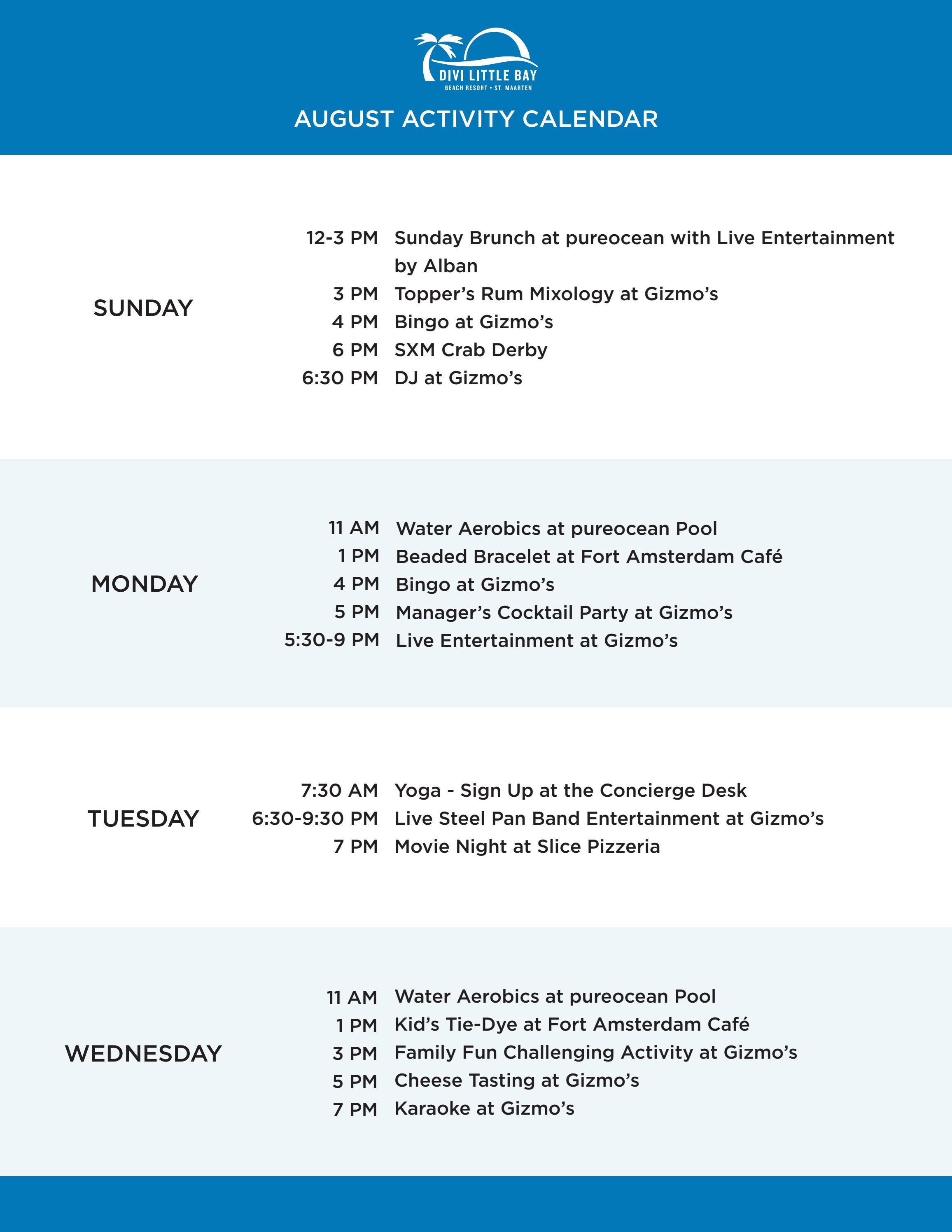 Activity Calendar - Little Bay by Divi Resorts - Issuu