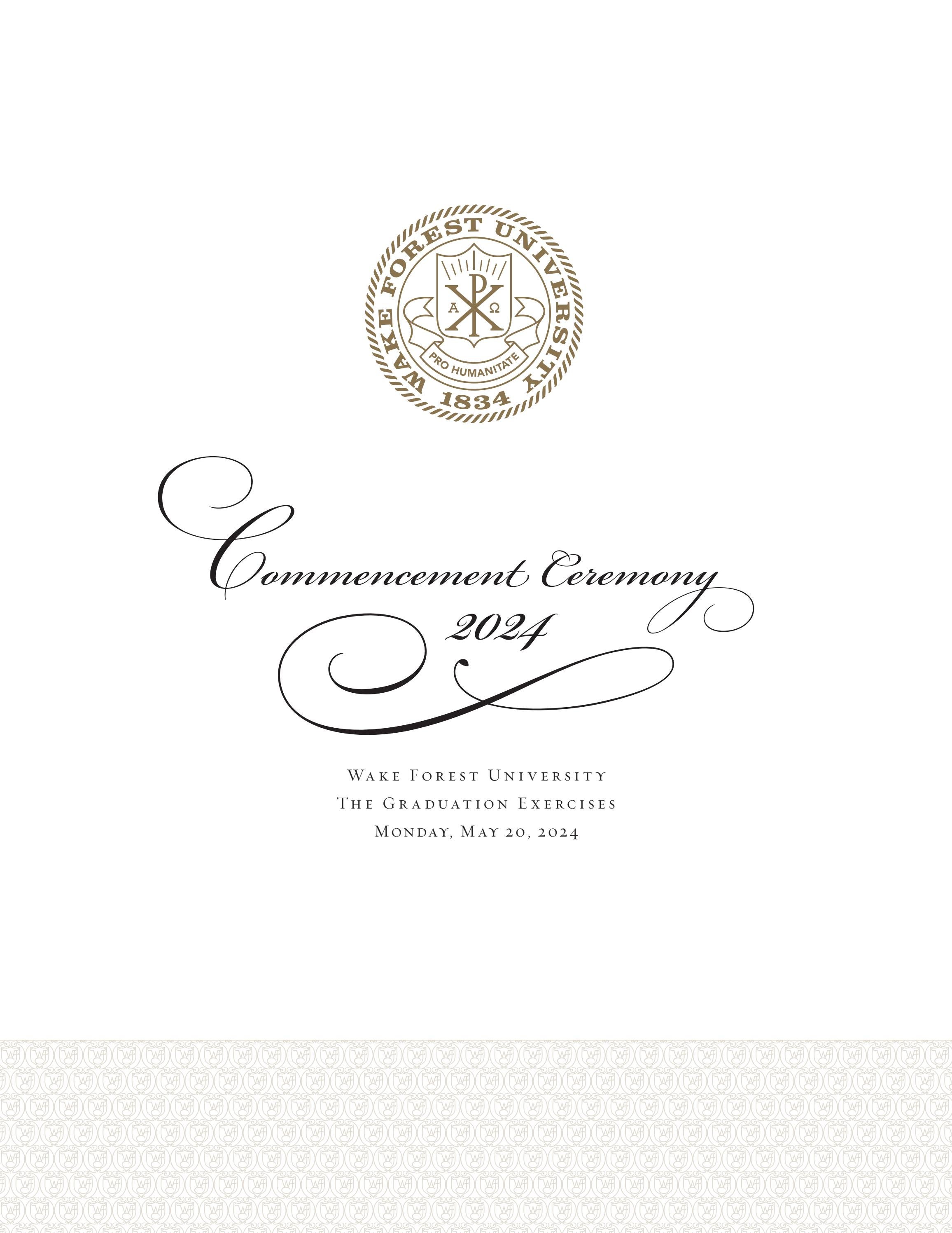 Wake Forest University Commencement Ceremony Program 2024 by Wake ...