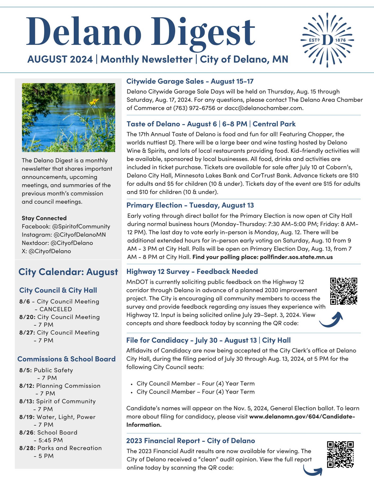 Delano Digest - August 2024 by cityofdelanomn - Issuu