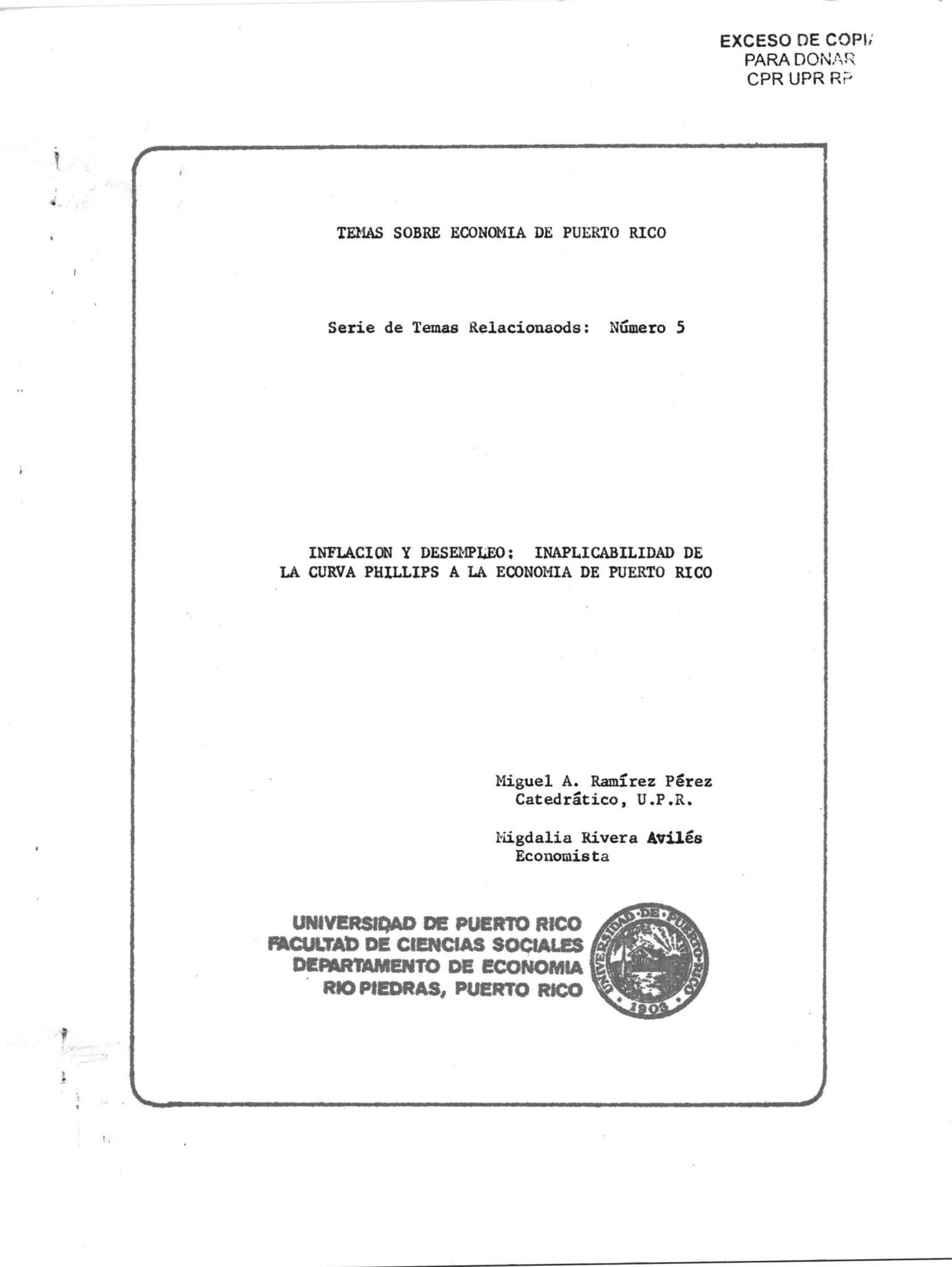 Inflación y desempleo: inaplicabilidad de la curva Phillips a la ...