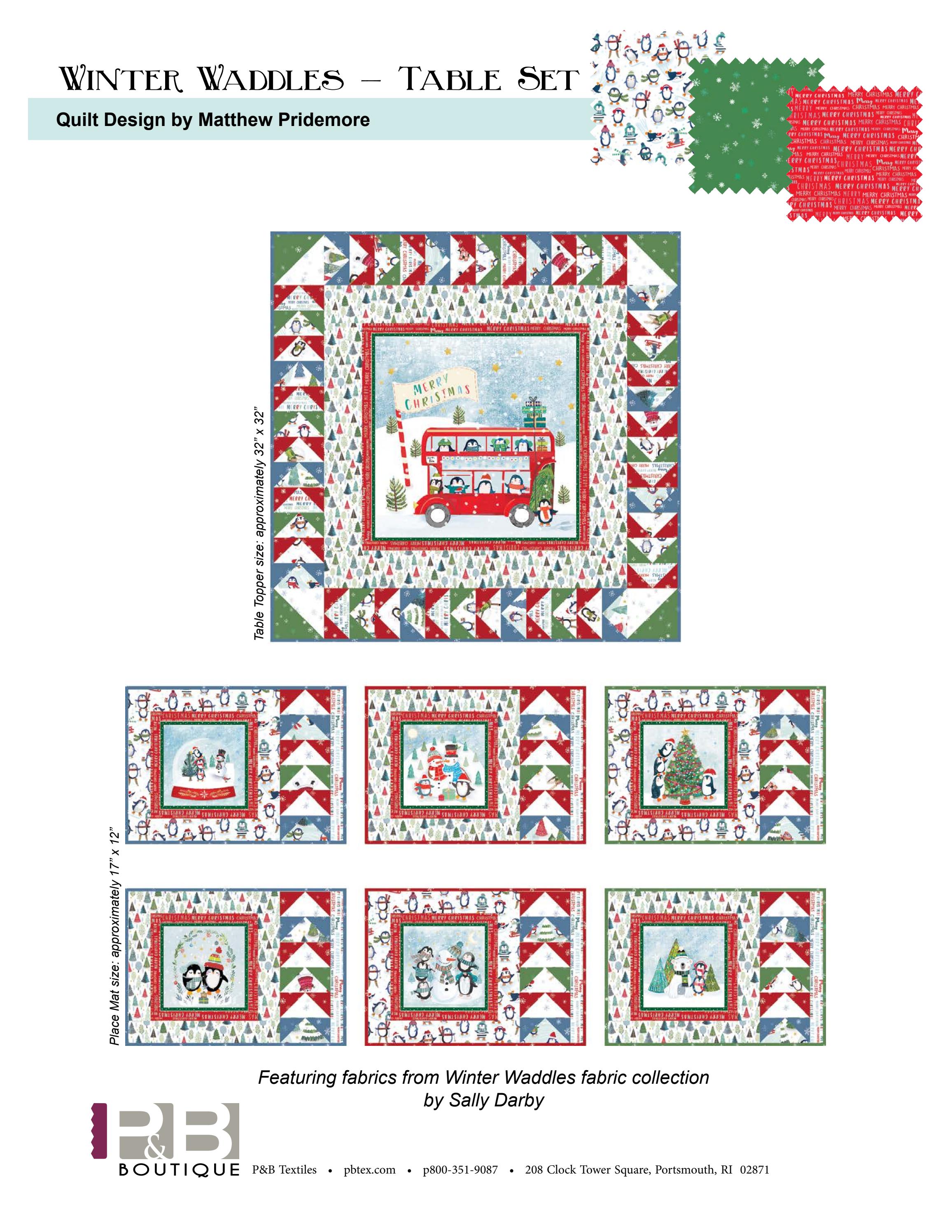 P&B Textiles - Winter Waddles Table Set Free Pattern by EE Schenck ...