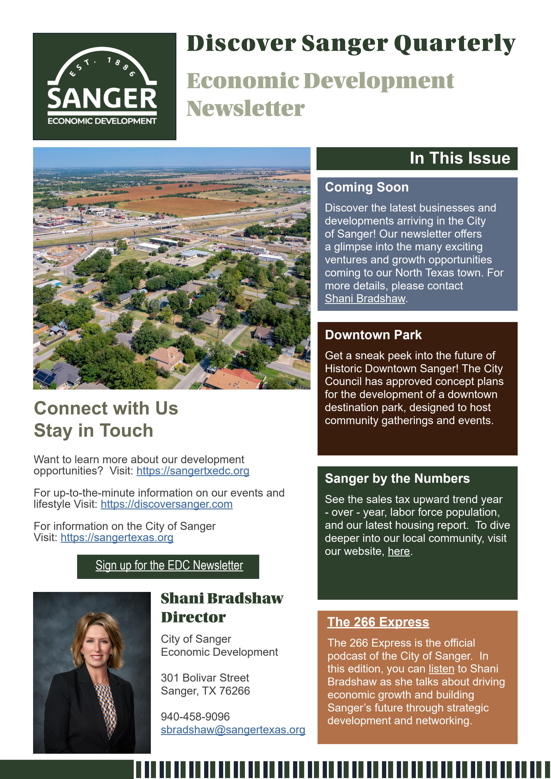 Sanger Q4 Economic Development Newsletter by CityofSangerTX - Issuu