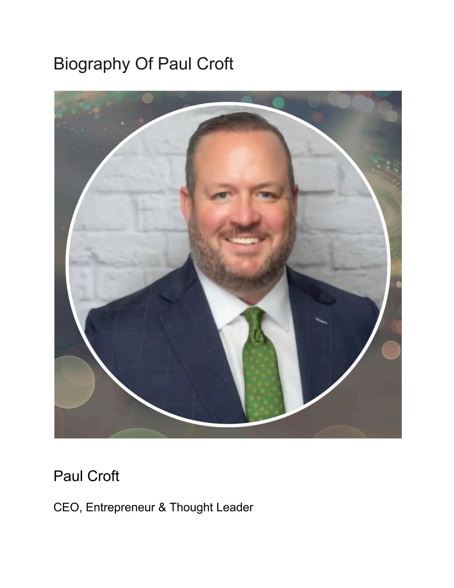 Biography Of Paul Croft by Paul Croft - Issuu