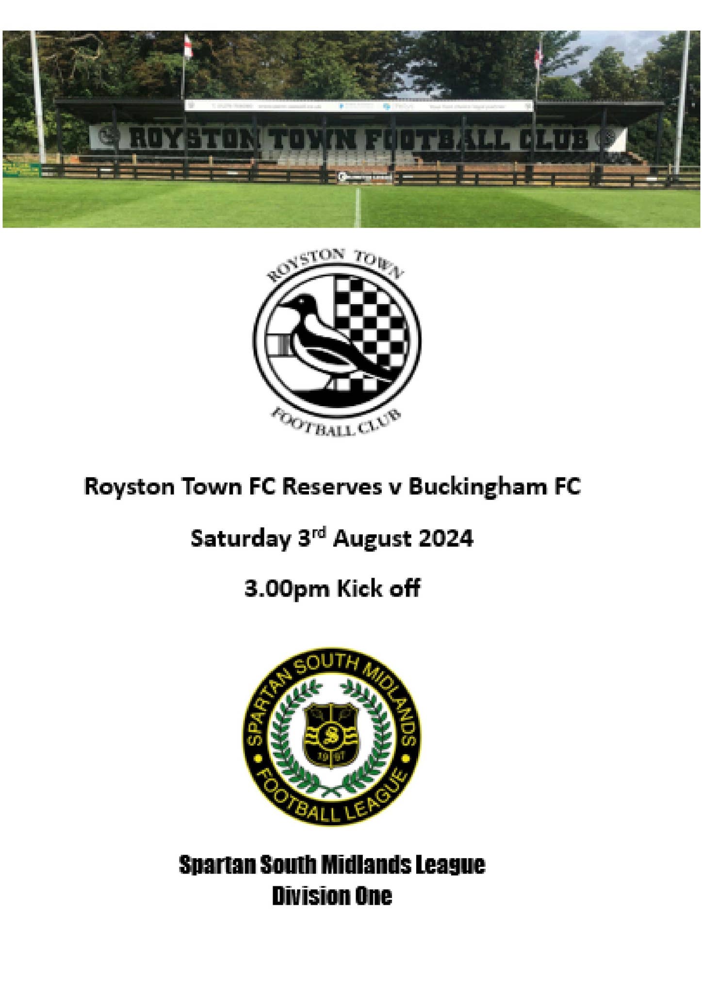 ROYSTON TOWN FC U23s/RESERVES vs BUCKINGHAM FC - Matchday programme ...