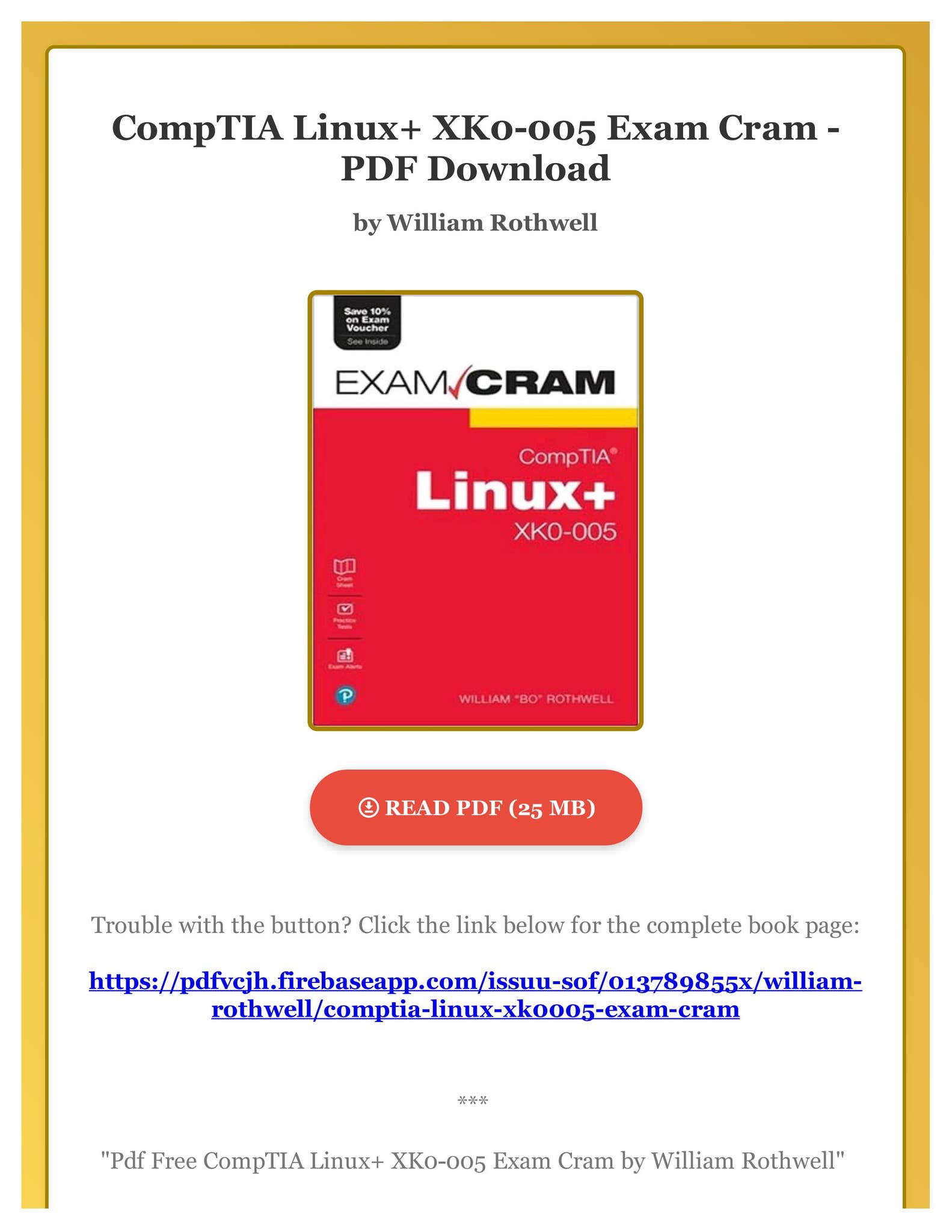 Pdf Free CompTIA Linux+ XK0-005 Exam Cram by William Rothwell by ...