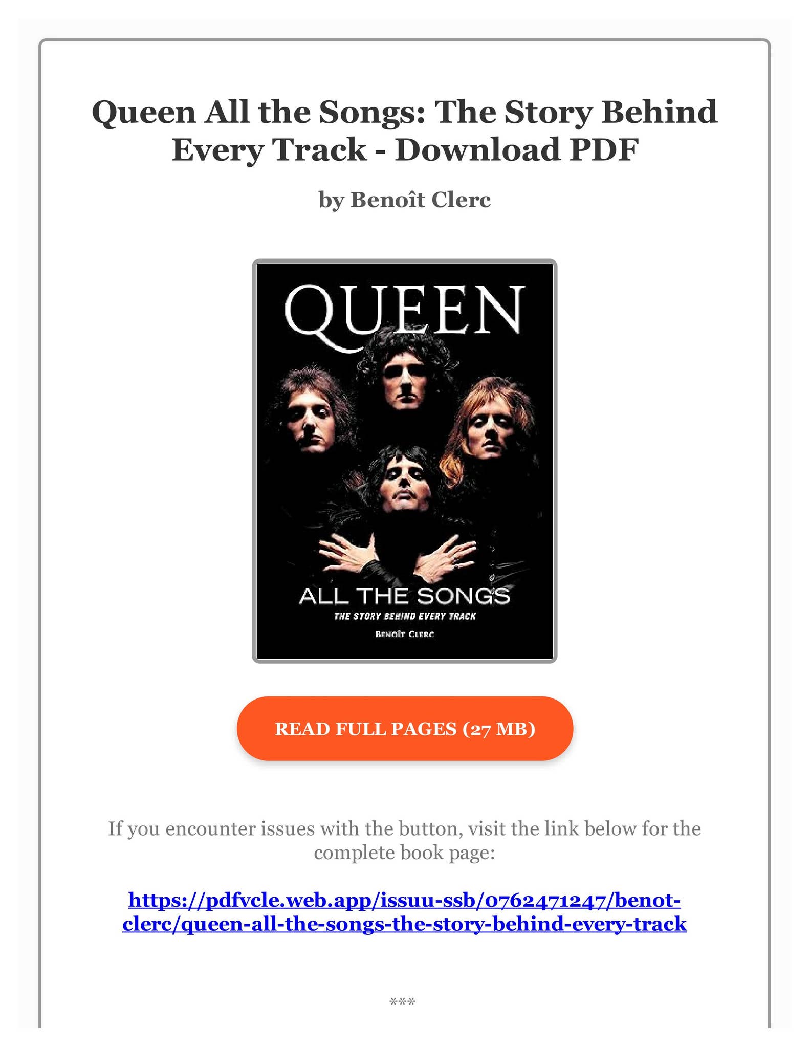 [PDF] Queen All the Songs: The Story Behind Every Track by Benoît Clerc ...