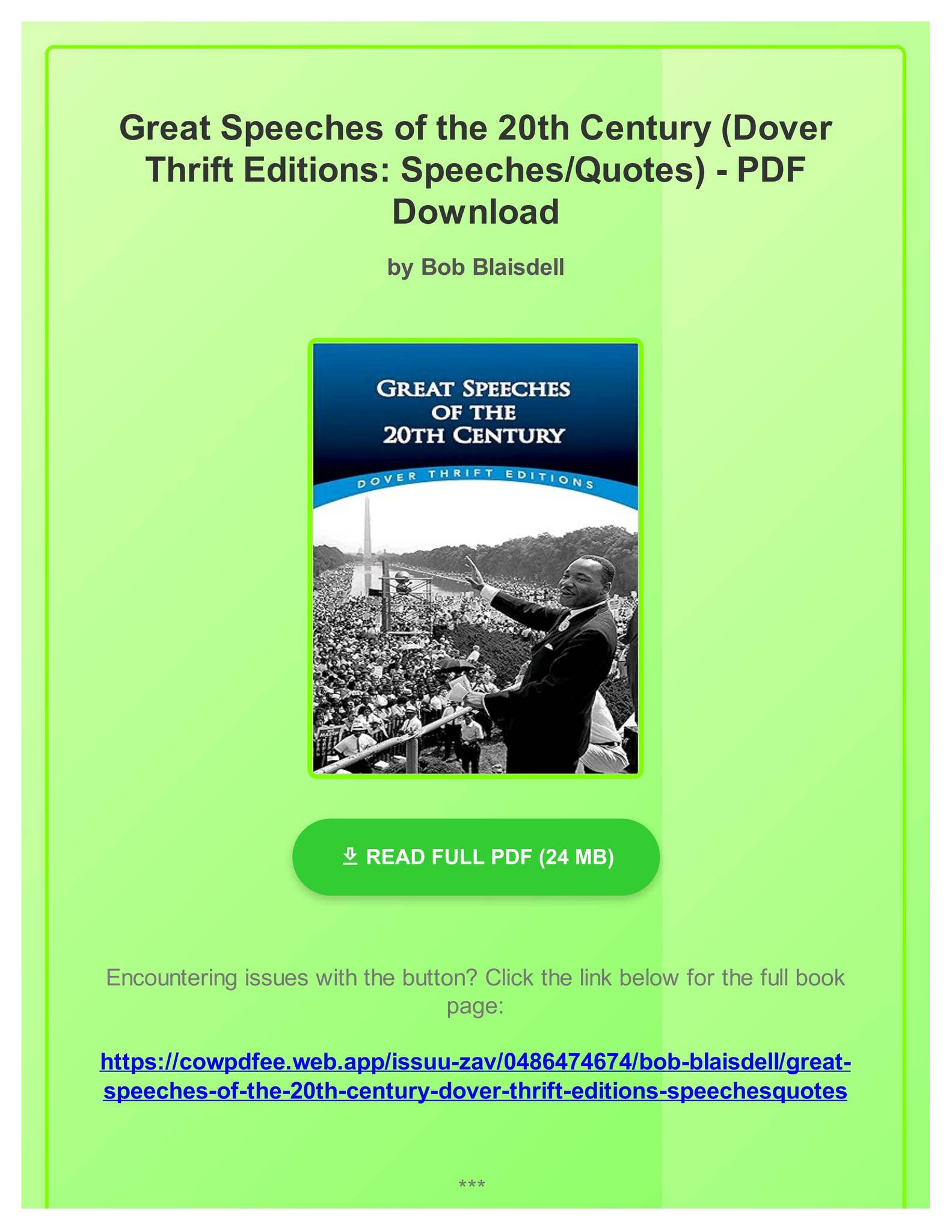 PDF Great Speeches of the 20th Century (Dover Thrift Editions: Speeches ...