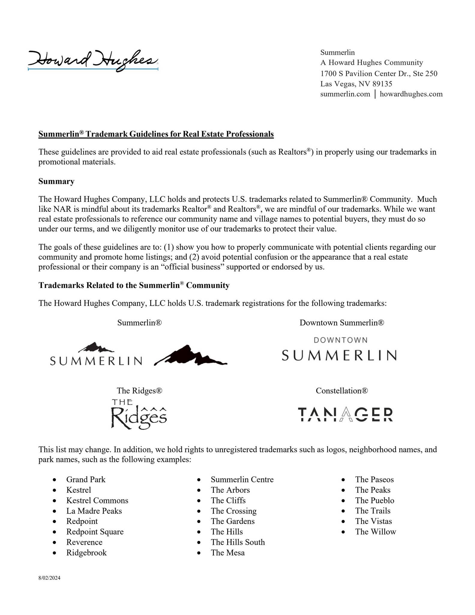 Trademark Guidelines for Real Estate Professionals by Summerlin - Issuu