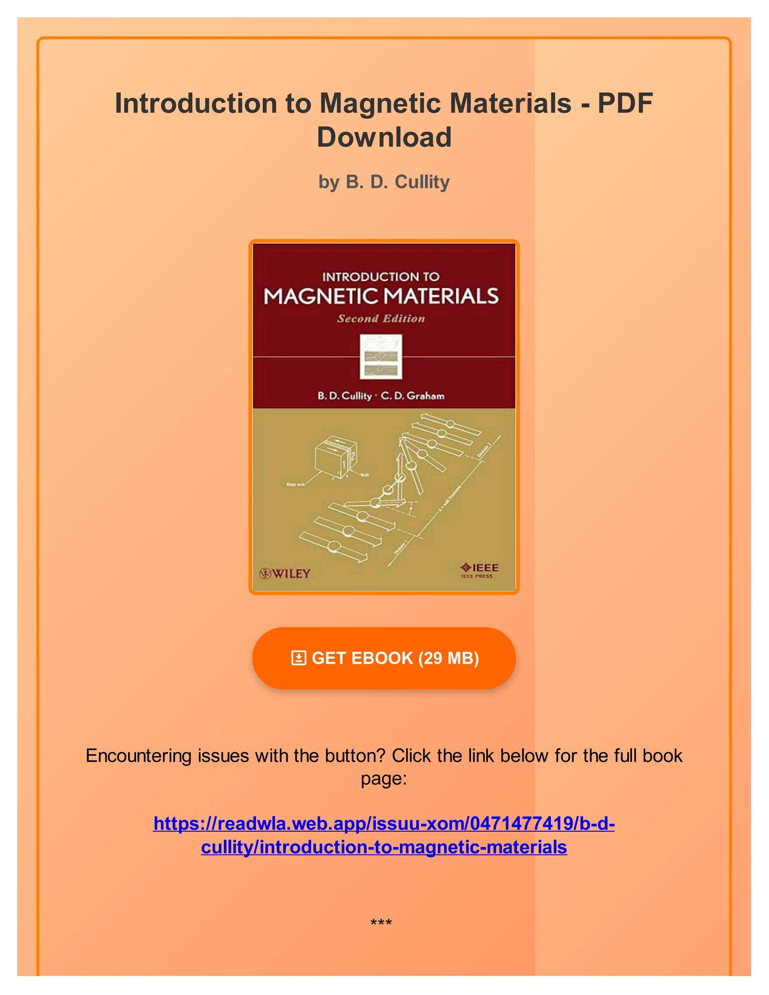 (Download) Introduction to Magnetic Materials by B. D. Cullity by ...