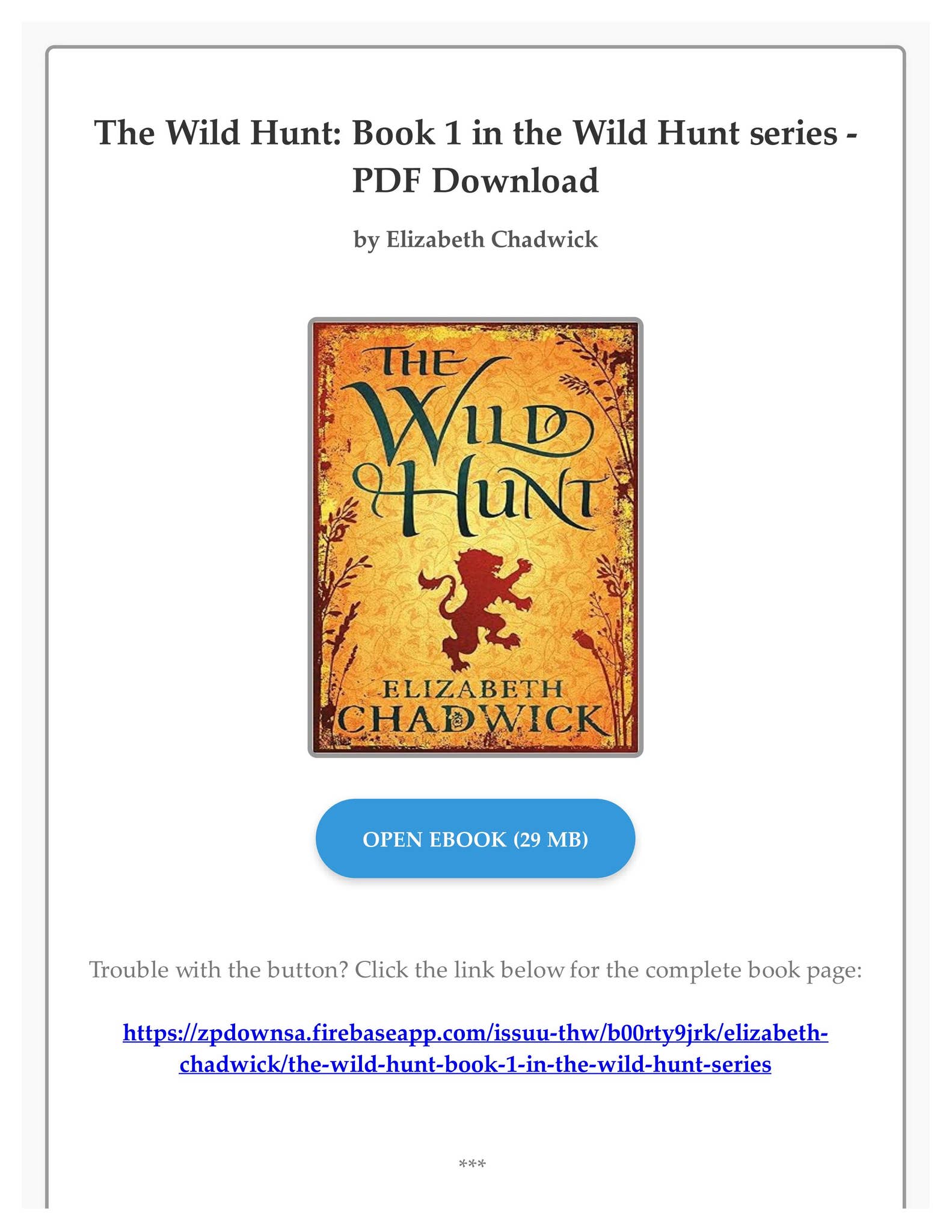 DOWNLOAD The Wild Hunt: Book 1 in the Wild Hunt series by Elizabeth ...