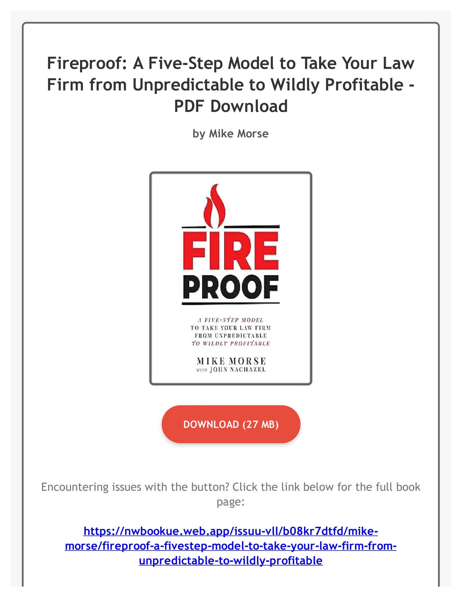 PDF Free Fireproof: A Five-Step Model to Take Your Law Firm from ...