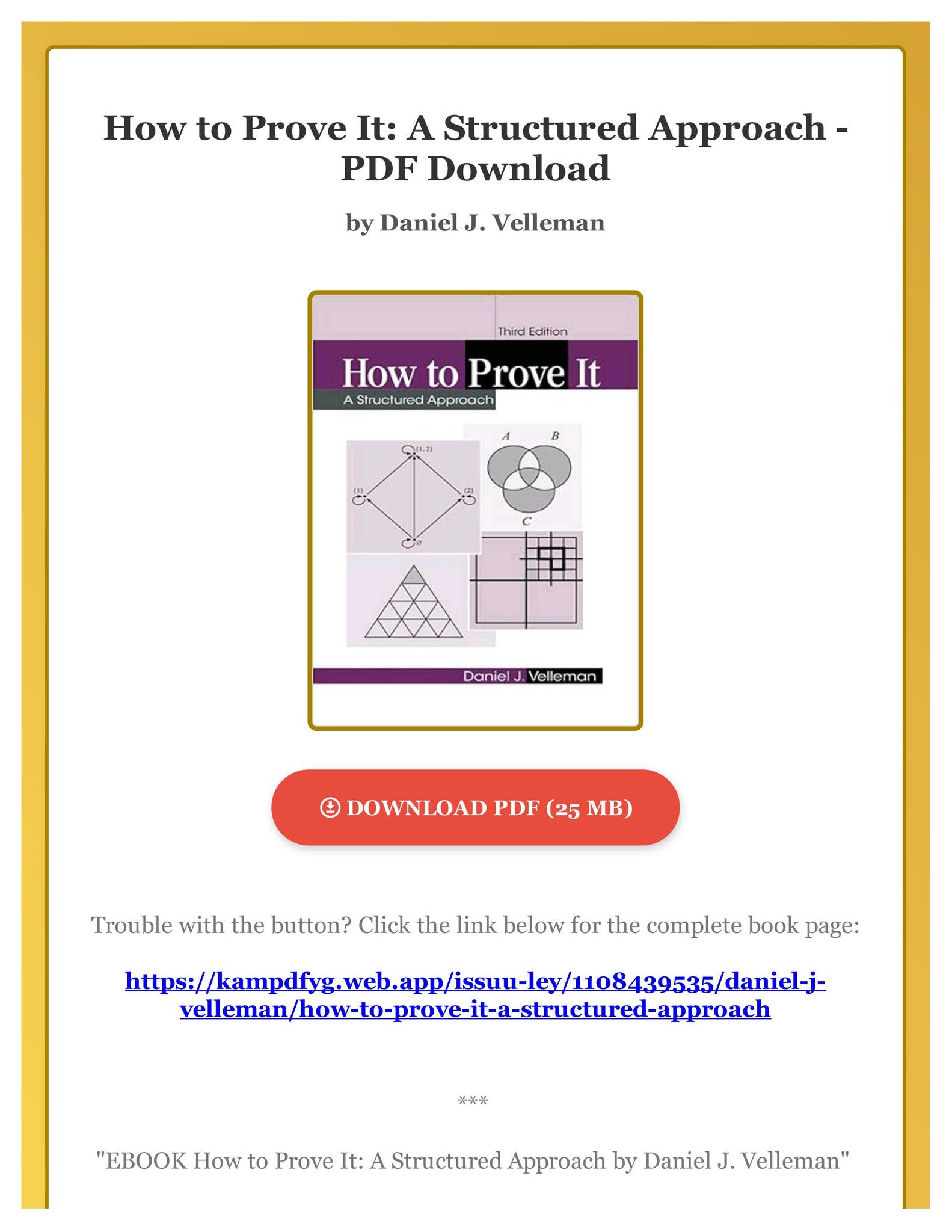 EBOOK How to Prove It: A Structured Approach by Daniel J. Velleman by ...