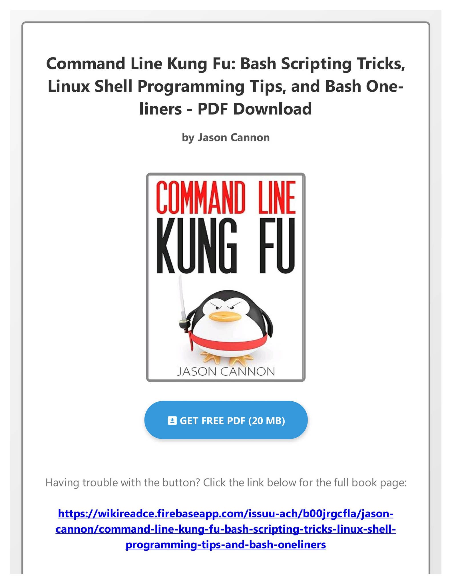 (PDF) Free Command Line Kung Fu: Bash Scripting Tricks, Linux Shell ... (PDF) Free Command Line Kung Fu: Bash Scripting Tricks, Linux Shell ...