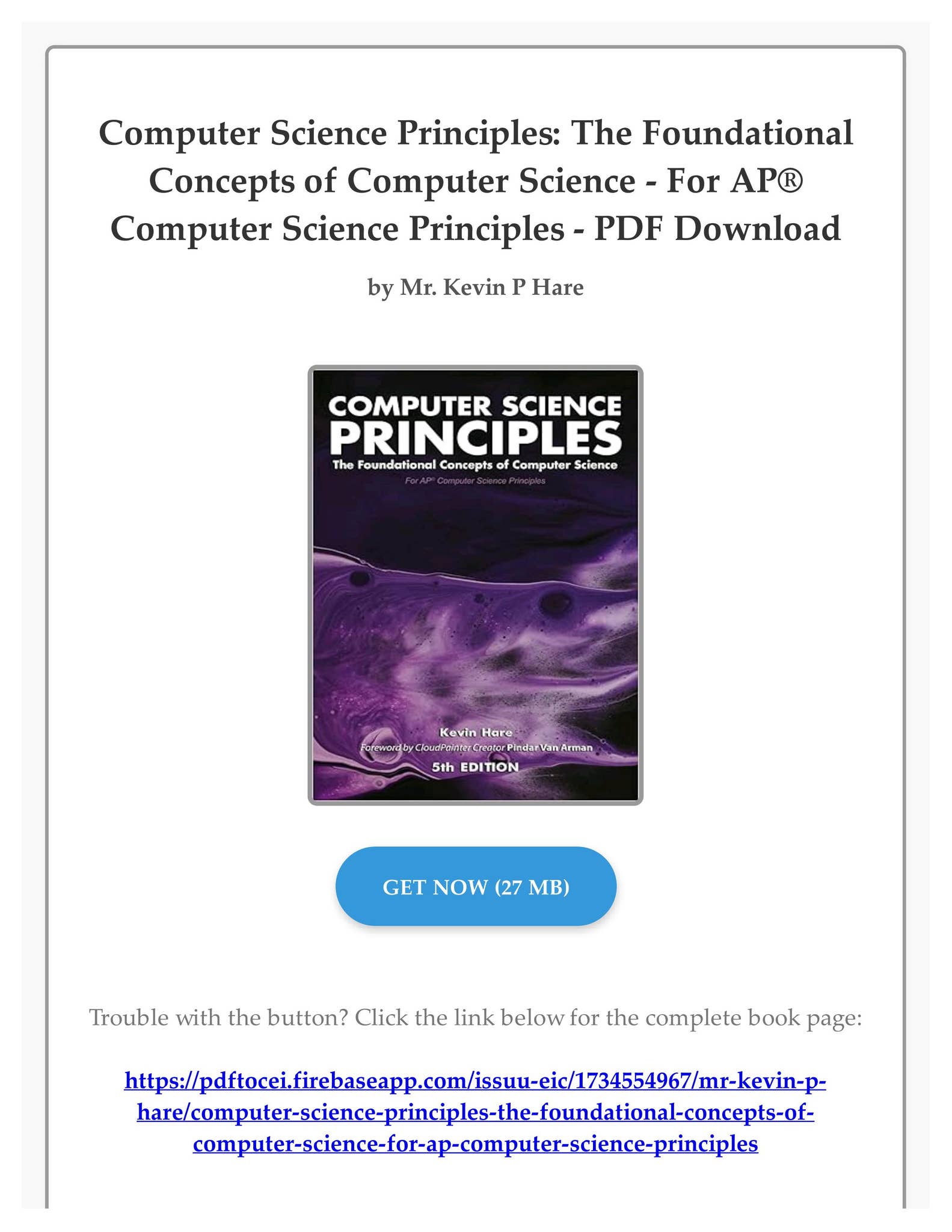 PDF Computer Science Principles: The Foundational Concepts of Computer ...