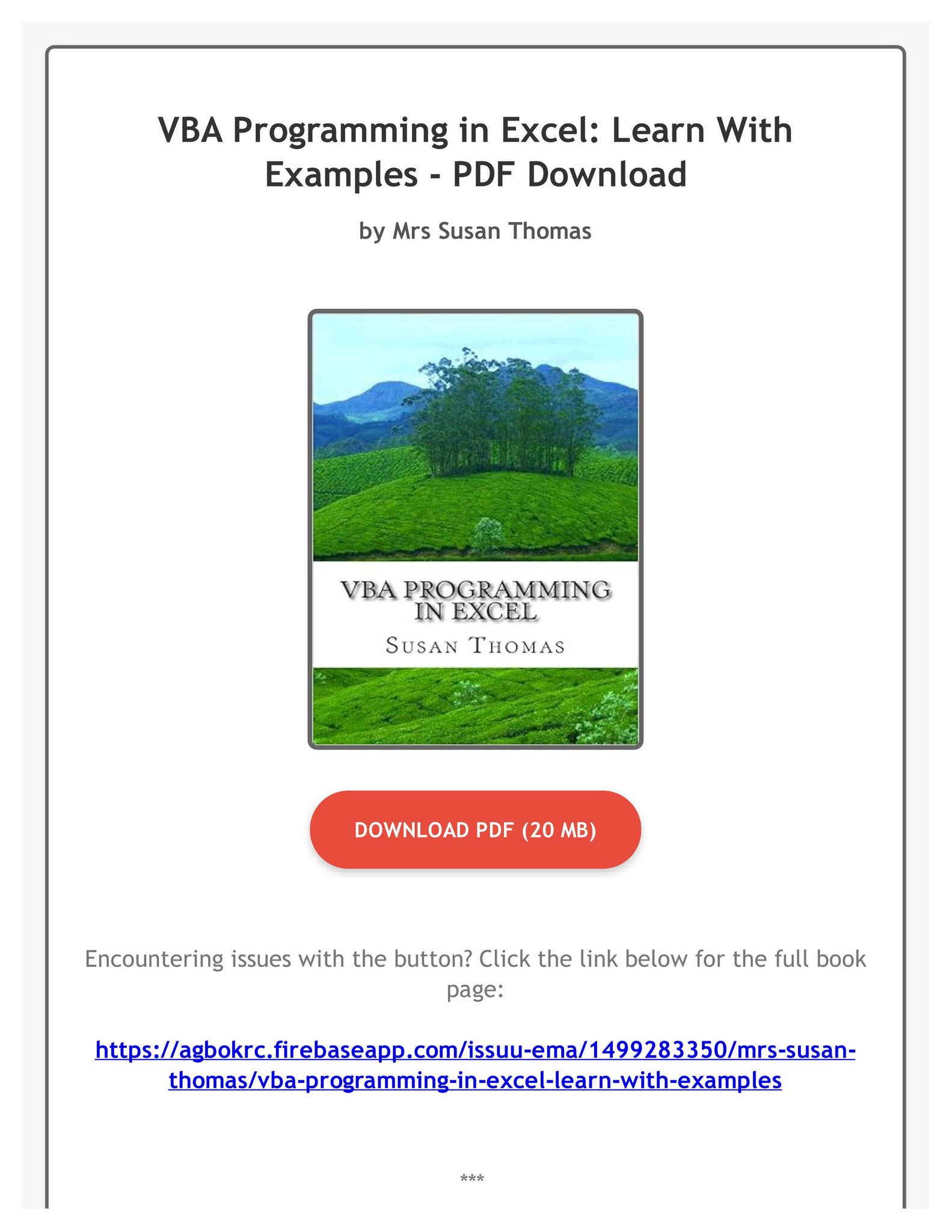 (FREE (PDF) VBA Programming in Excel: Learn With Examples by Mrs Susan Thomas by LauryJerdexb ...