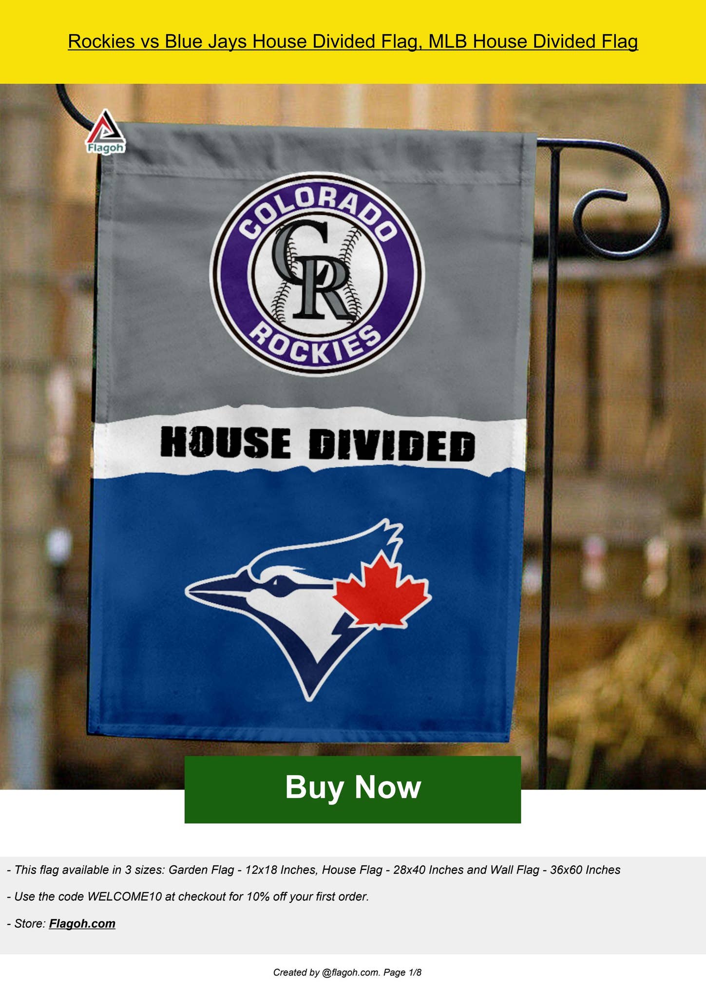 Rockies vs Blue Jays House Divided Flag, MLB House Divided Flag by ...
